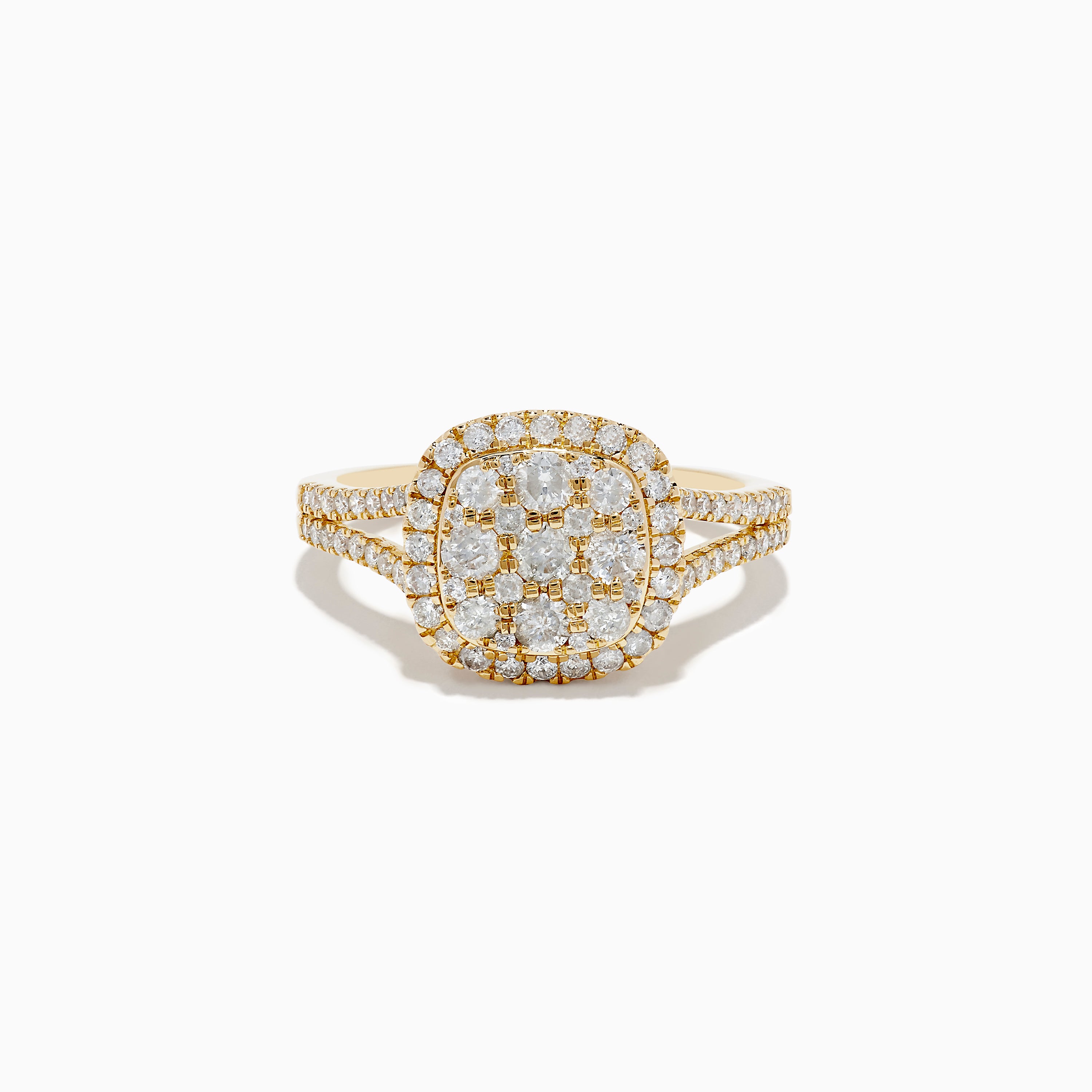 Pave Classica 14K Yellow Gold Square Diamond Ring 0.97 TCW ...