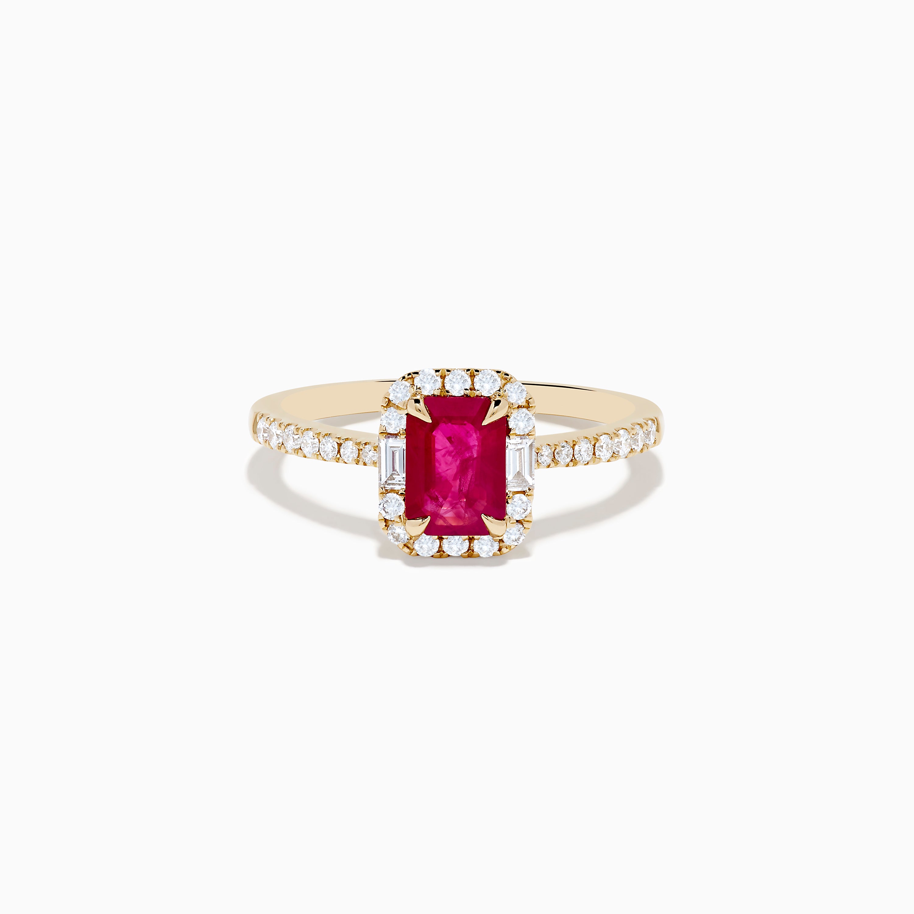 Ruby Royale 14K Yellow Gold Ruby and Diamond Halo Ring – effyjewelry.com
