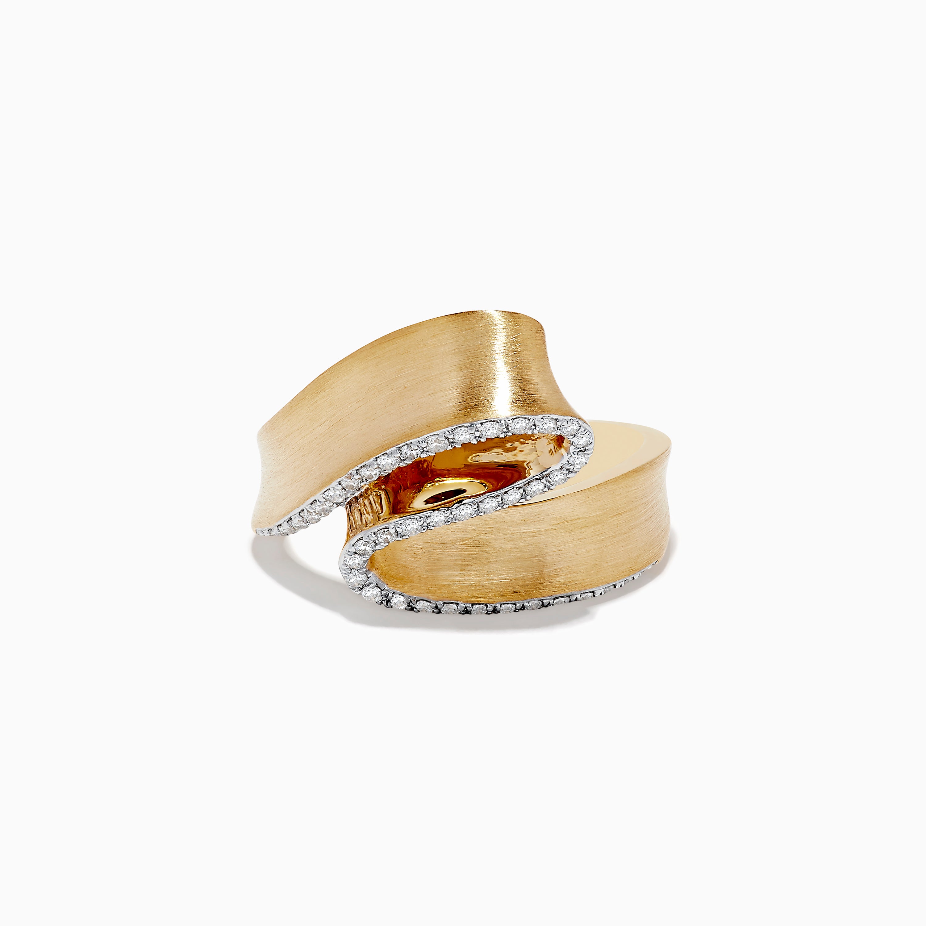 D'oro 14K Yellow Gold Diamond Ribbon Ring 0.26 TCW – effyjewelry.com