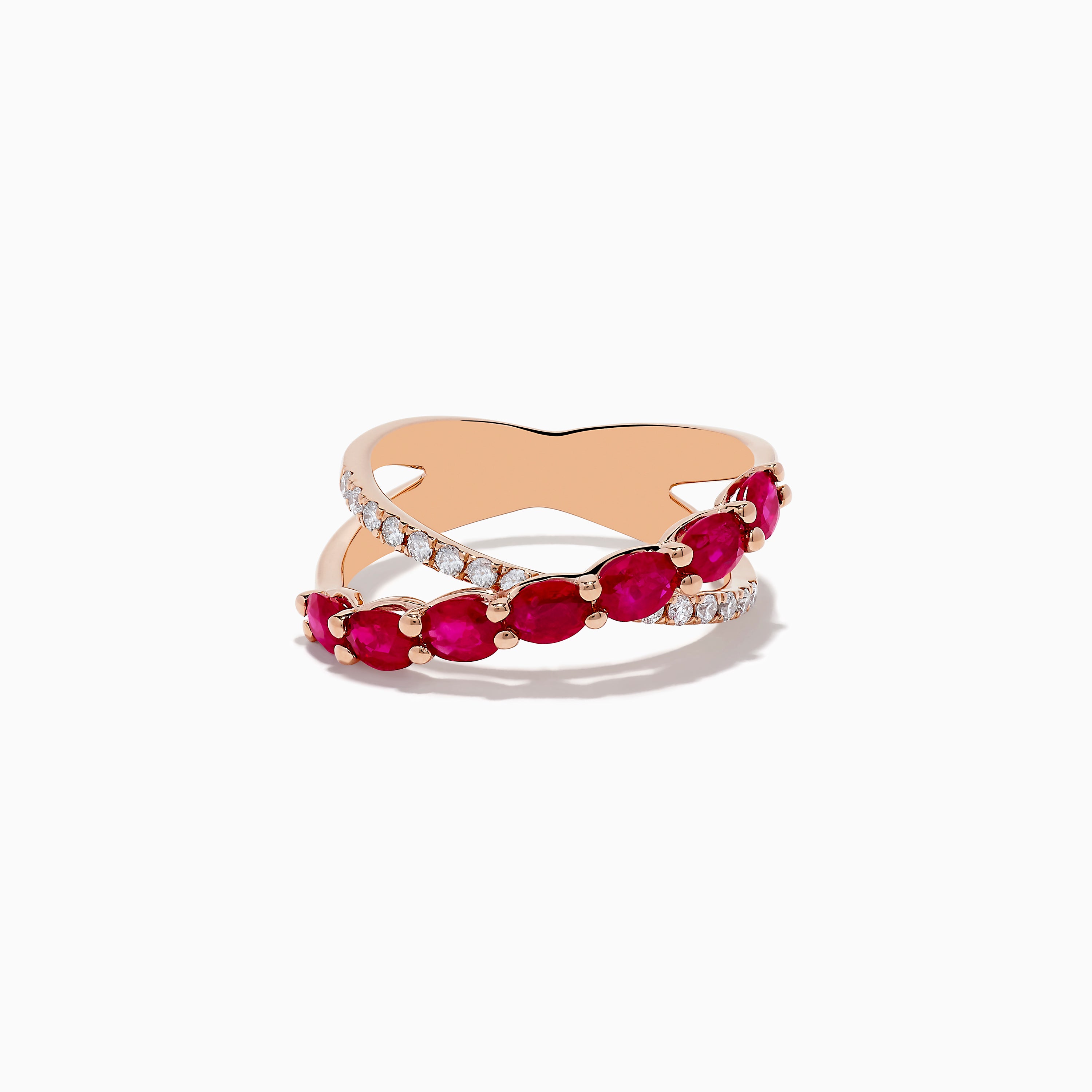 Ruby Royale 14K Rose Gold Ruby and Diamond Crossover Ring – effyjewelry.com