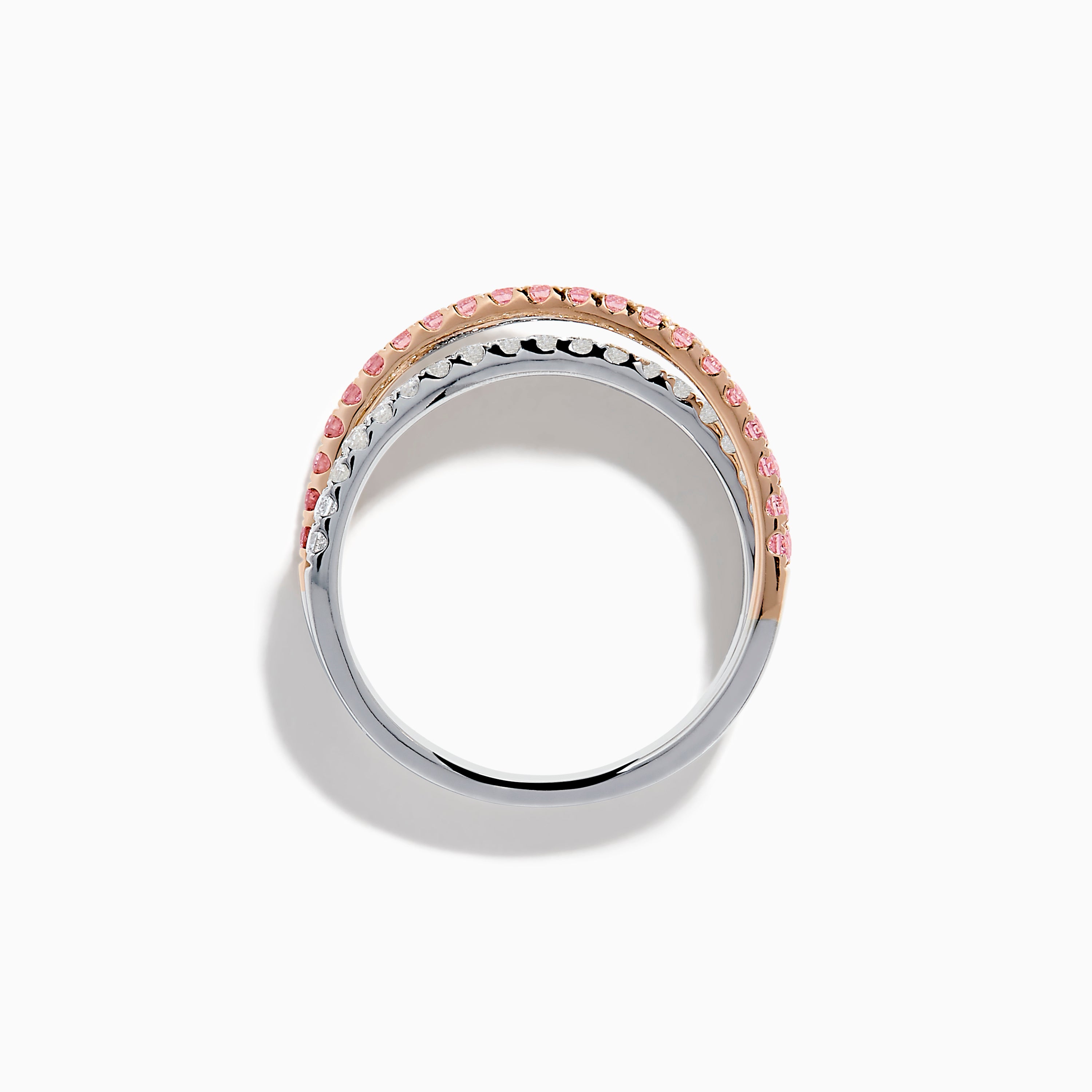 14K Two Tone Gold White and Pink Diamond Crossover Ring – effyjewelry.com