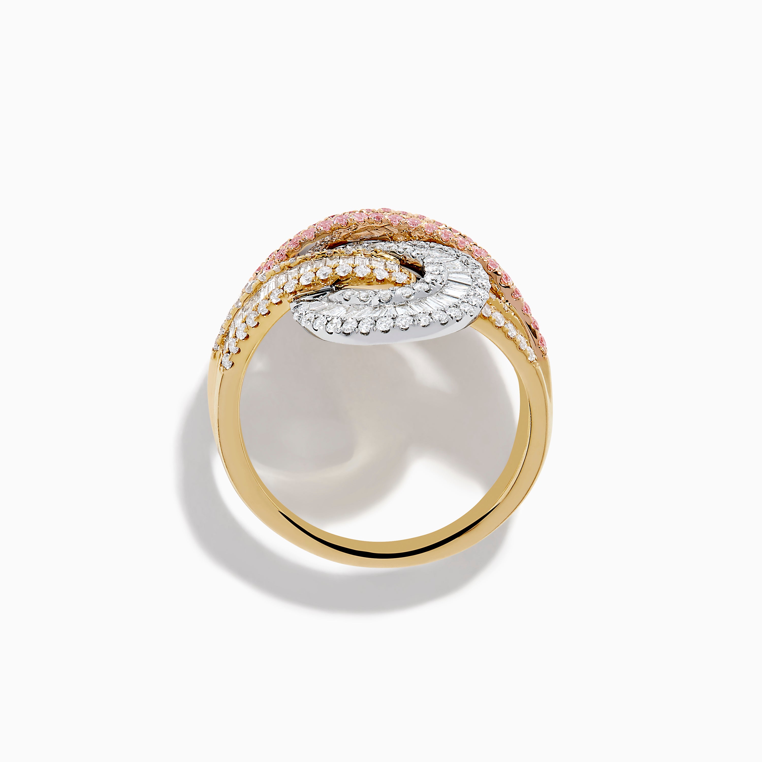 Trio 14K Tri Color Gold Diamond Swirl Ring – effyjewelry.com