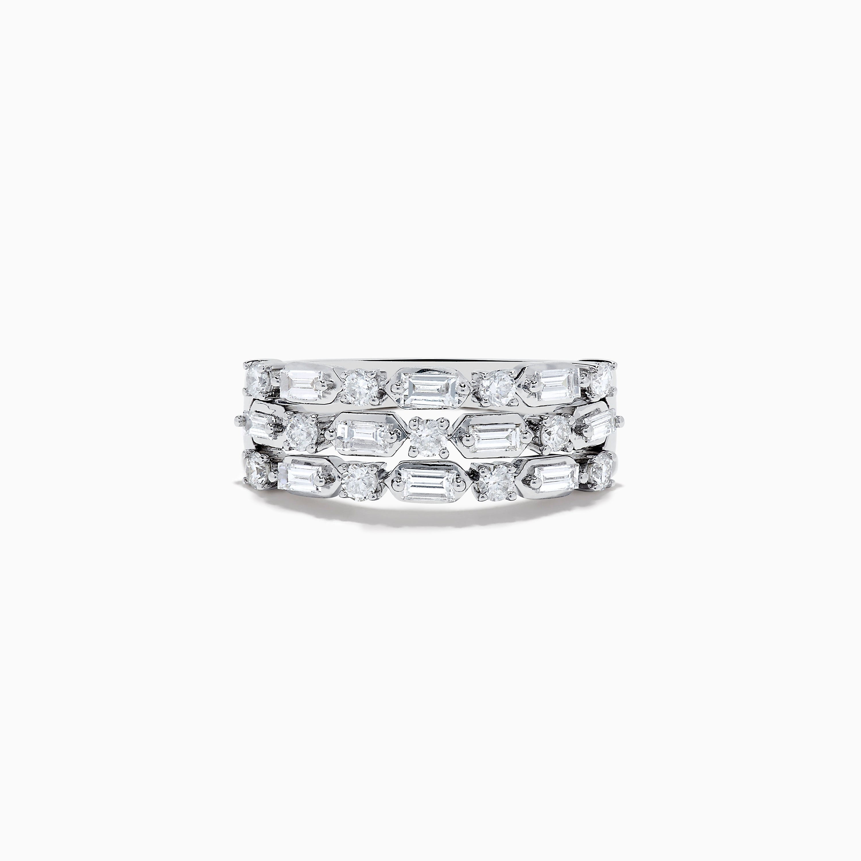 Classique 14K White Gold Multi Shape 3 Row Diamond Band – effyjewelry.com