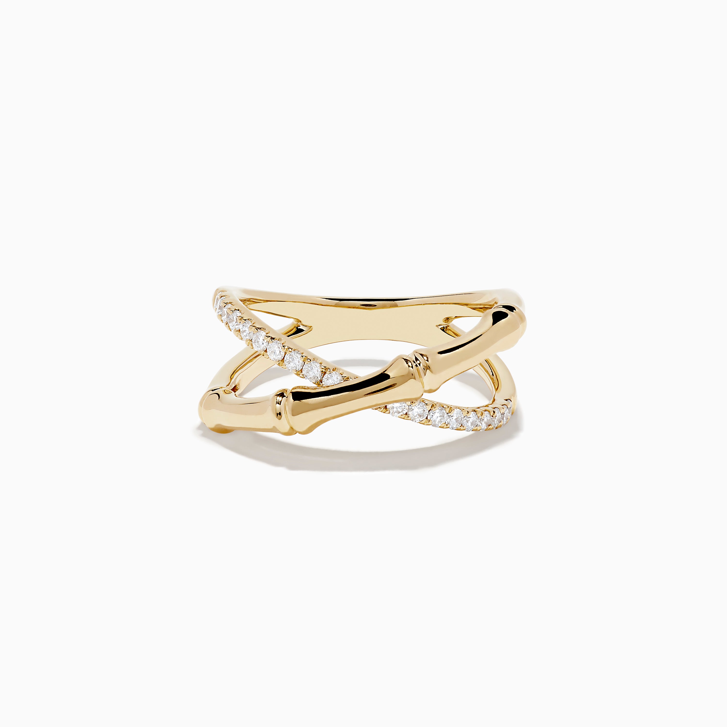 D'Oro 14K Yellow Gold Diamond Criss Cross Bamboo Ring – effyjewelry.com