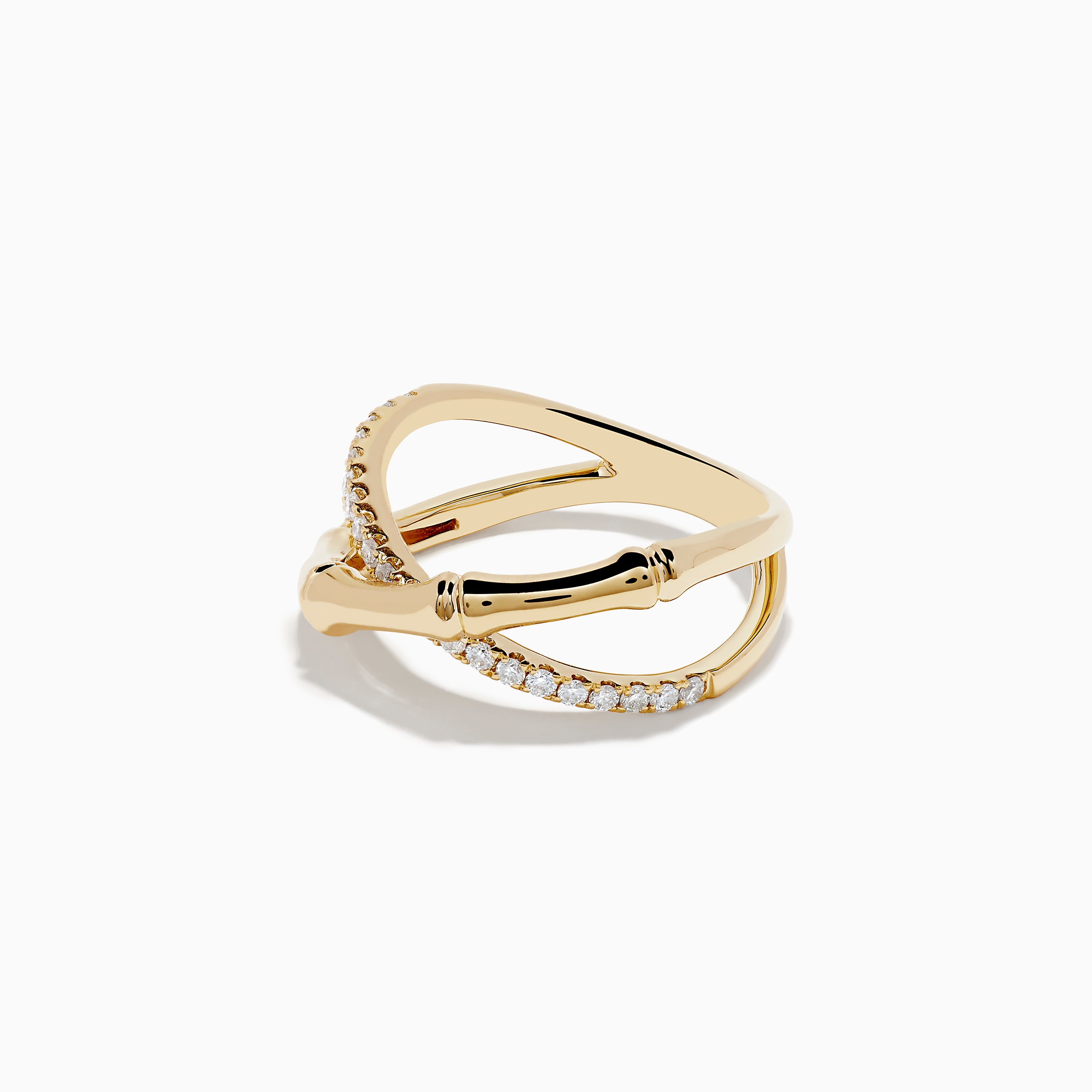 D'Oro 14K Yellow Gold Diamond Criss Cross Bamboo Ring – effyjewelry.com