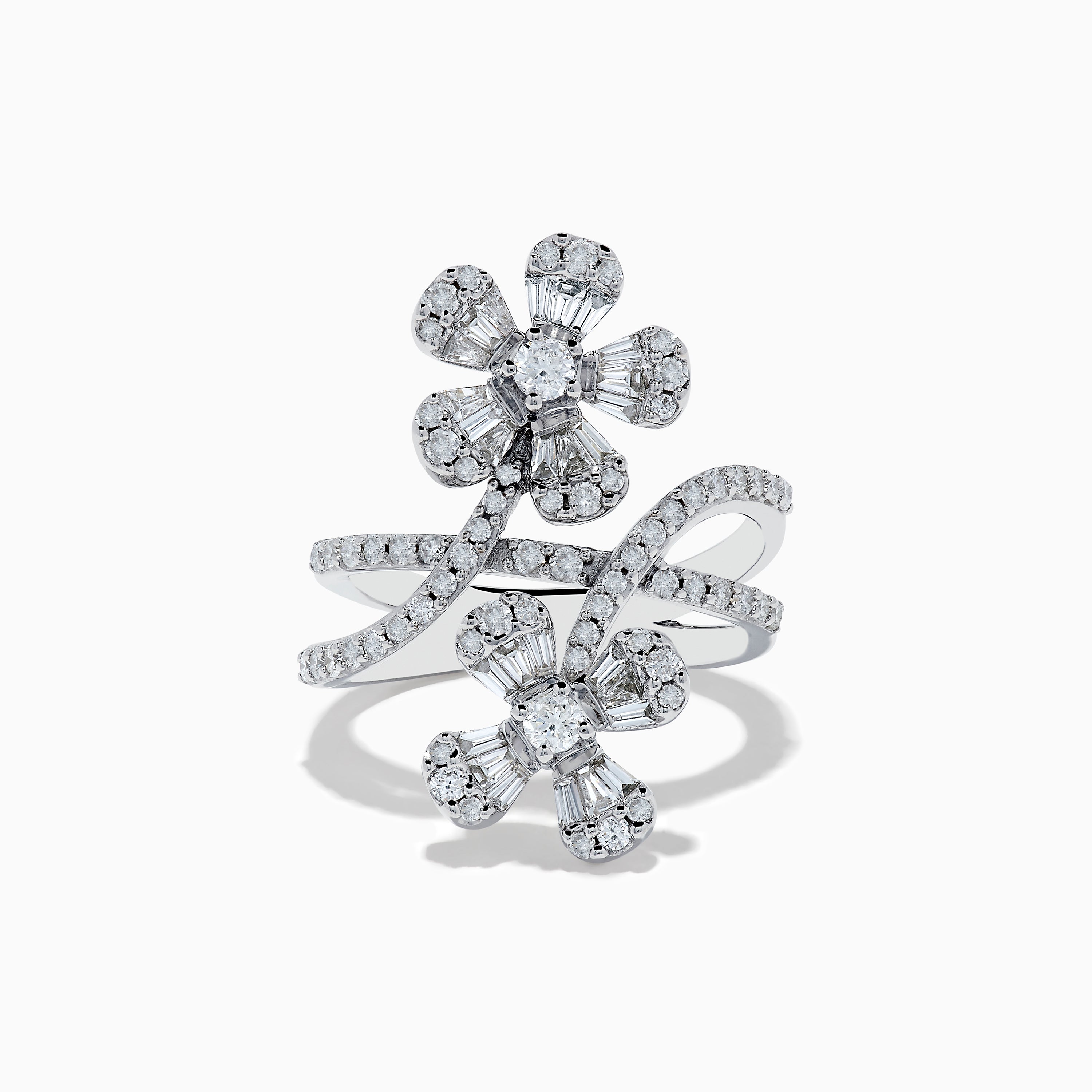 Nature 14K White Gold Diamond Flower Ring – effyjewelry.com