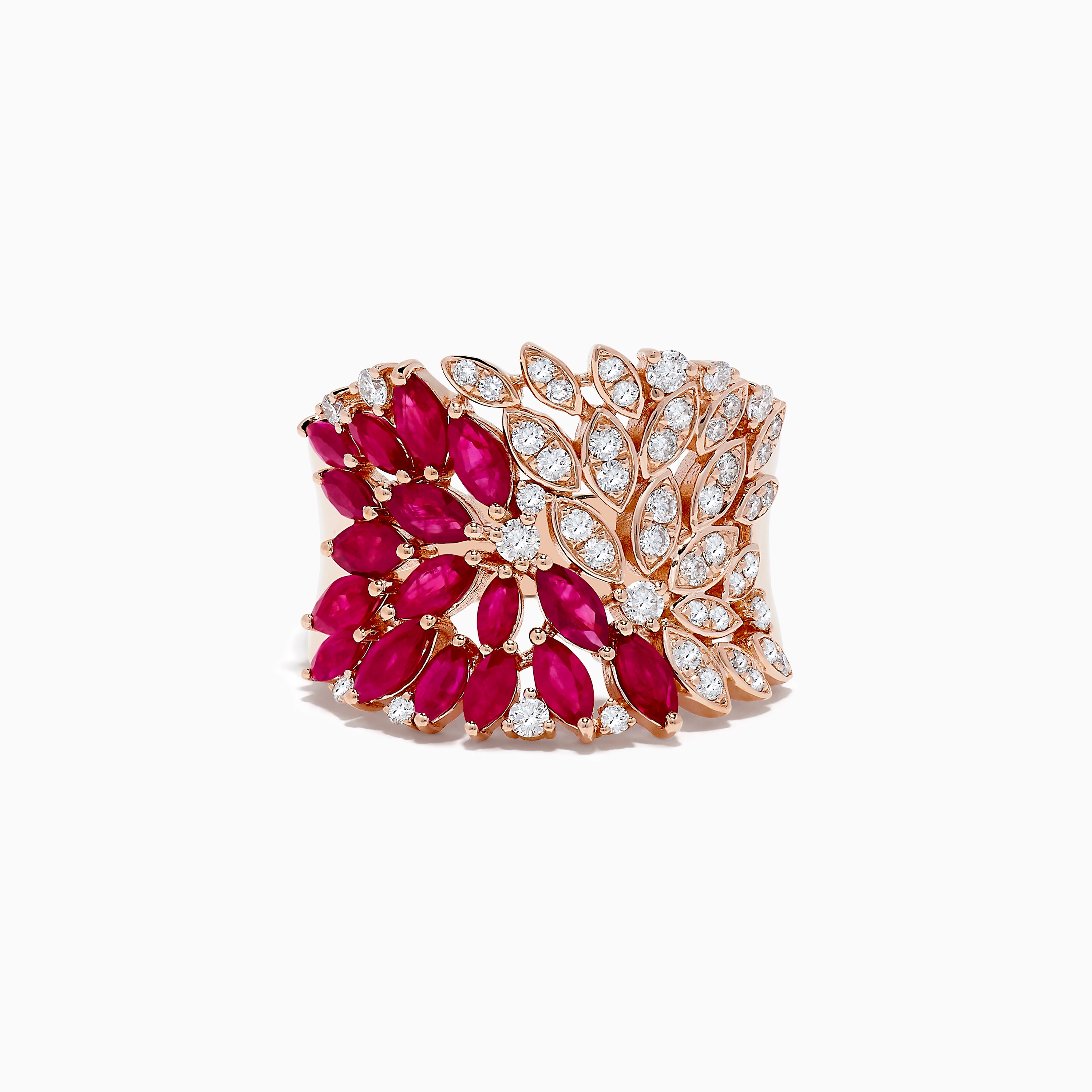 Ruby Royale 14K Rose Gold Marquise Cut Ruby and Diamond Cocktail Ring ...