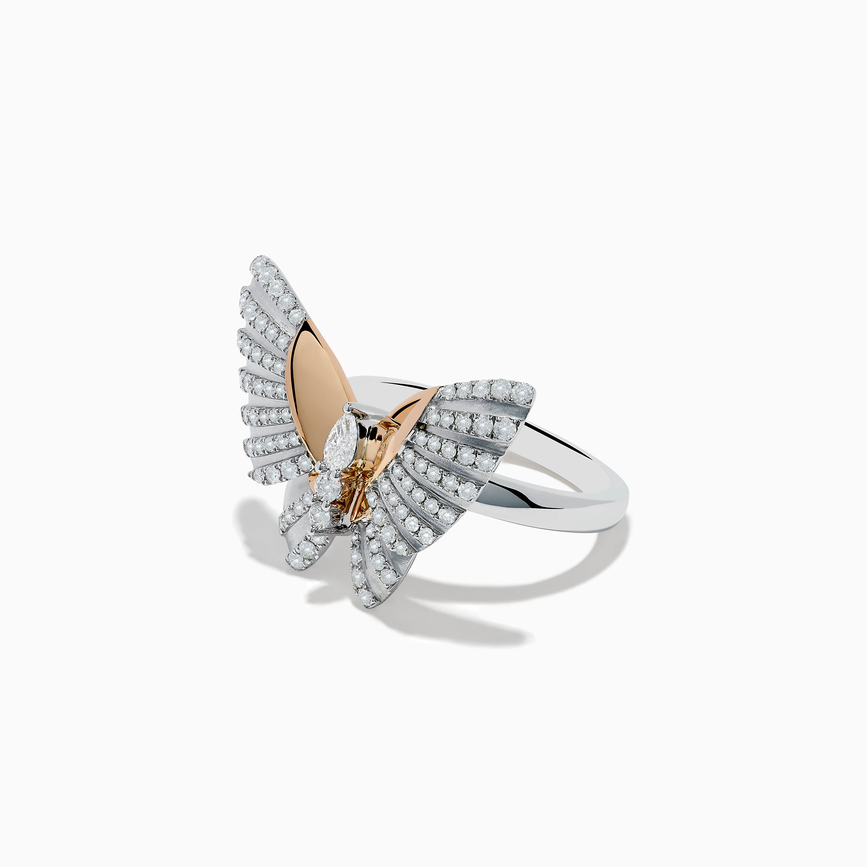 Nature 14K Two Tone Gold Diamond Butterfly Ring – effyjewelry.com
