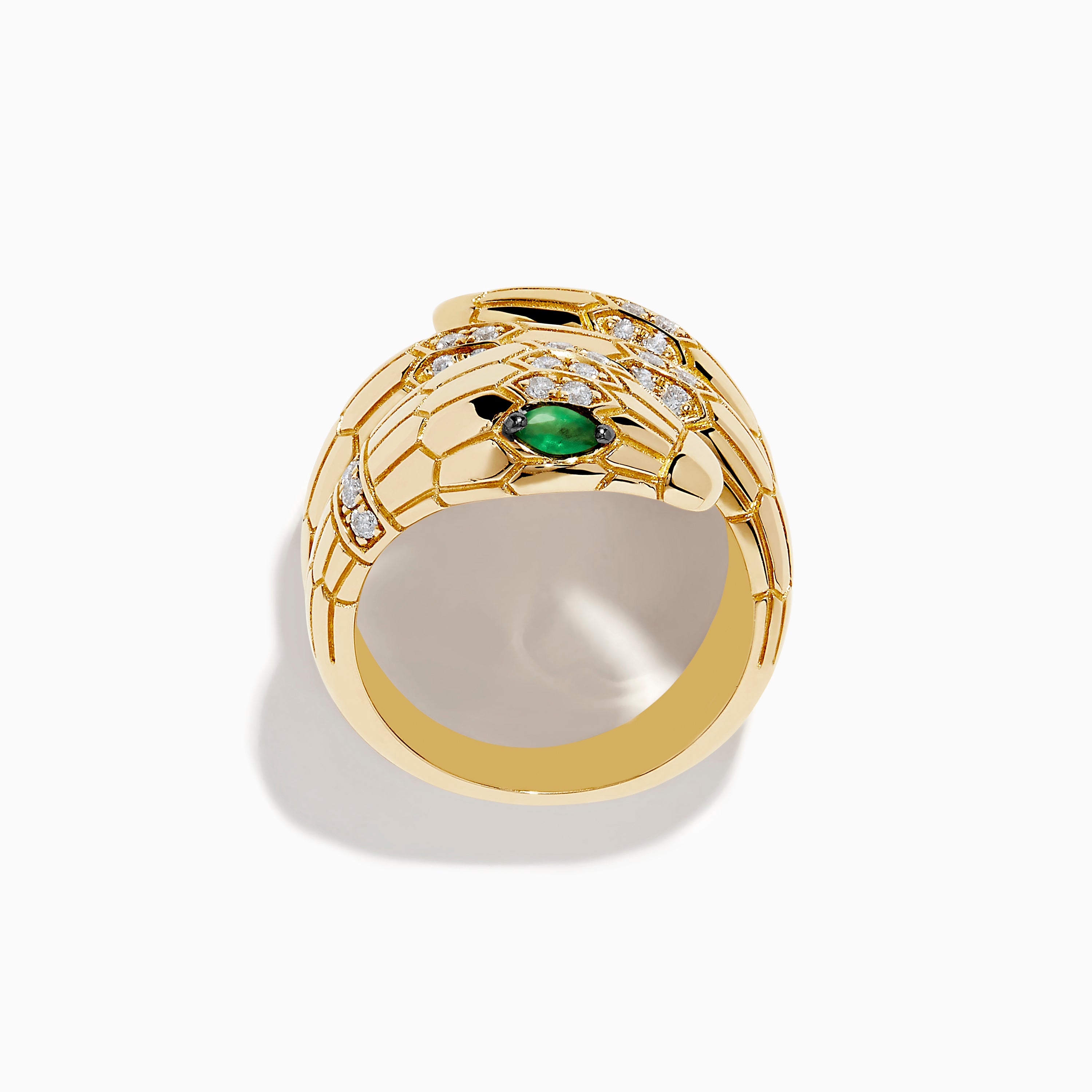 Safari 14K Yellow Gold Diamond and Emerald Snake Ring – effyjewelry.com