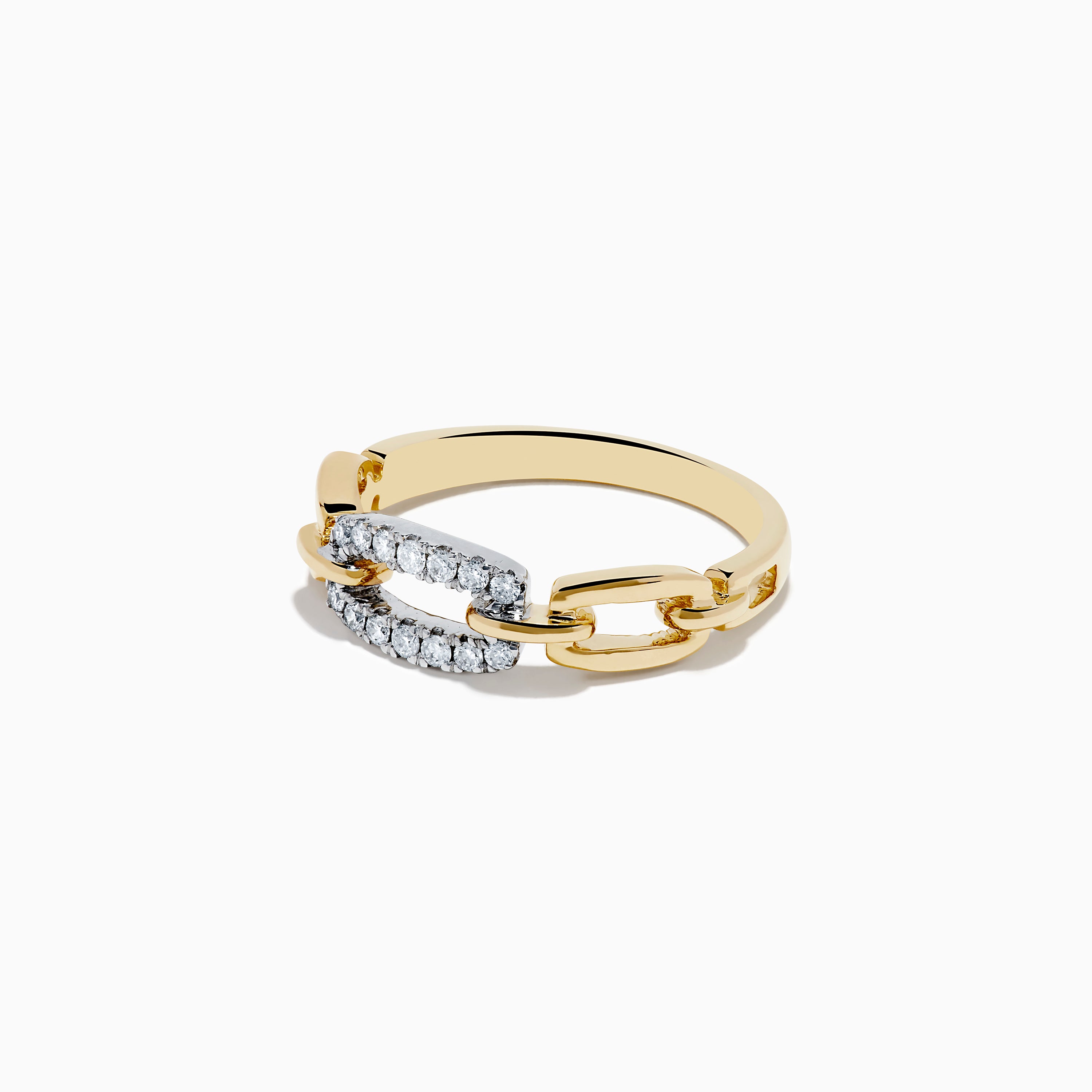 D'Oro 14K Two Tone Gold Diamond Interlocking Links Ring – effyjewelry.com