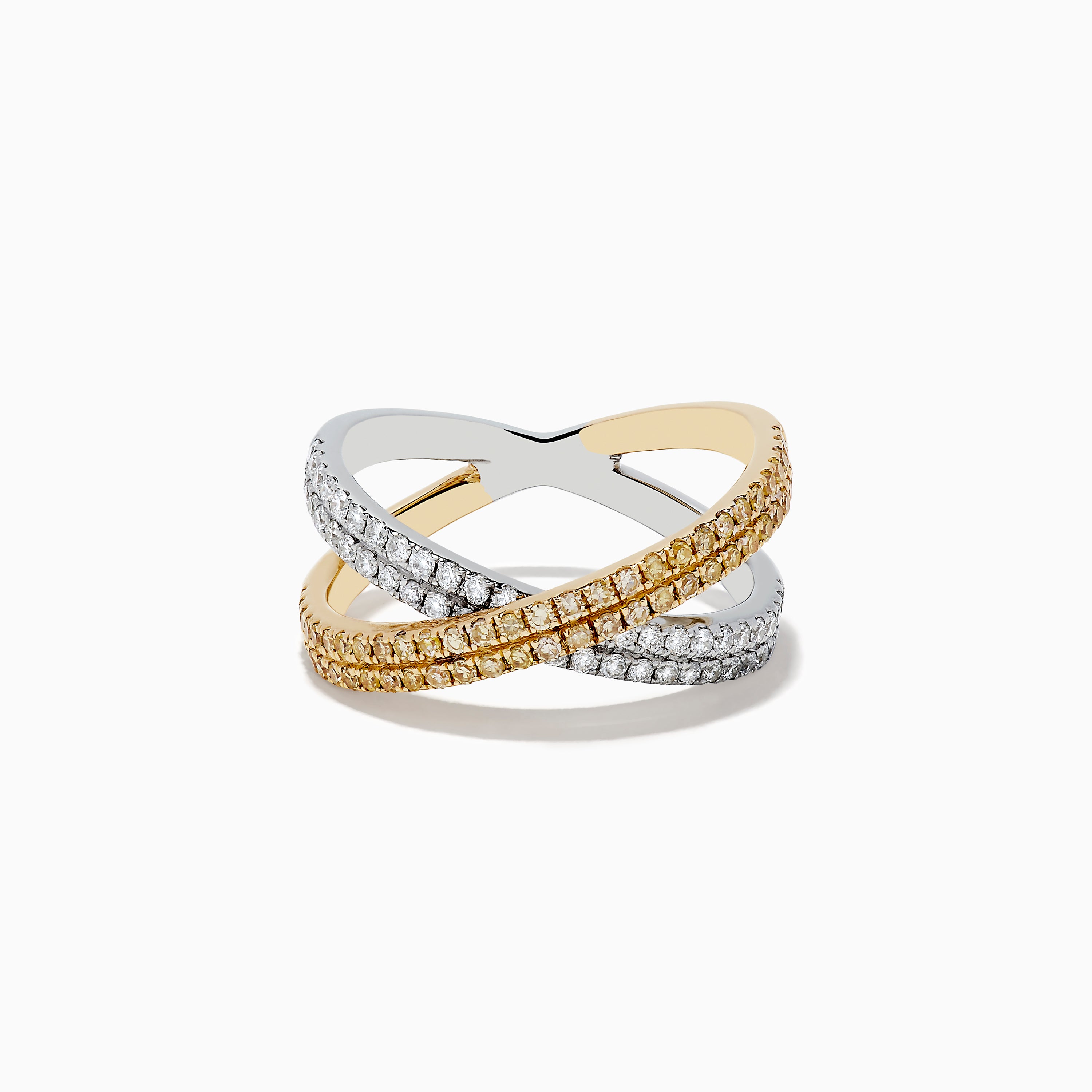 Canare 14k Two Tone Yellow and White Diamond Criss Cross Ring 0.78 TCW ...