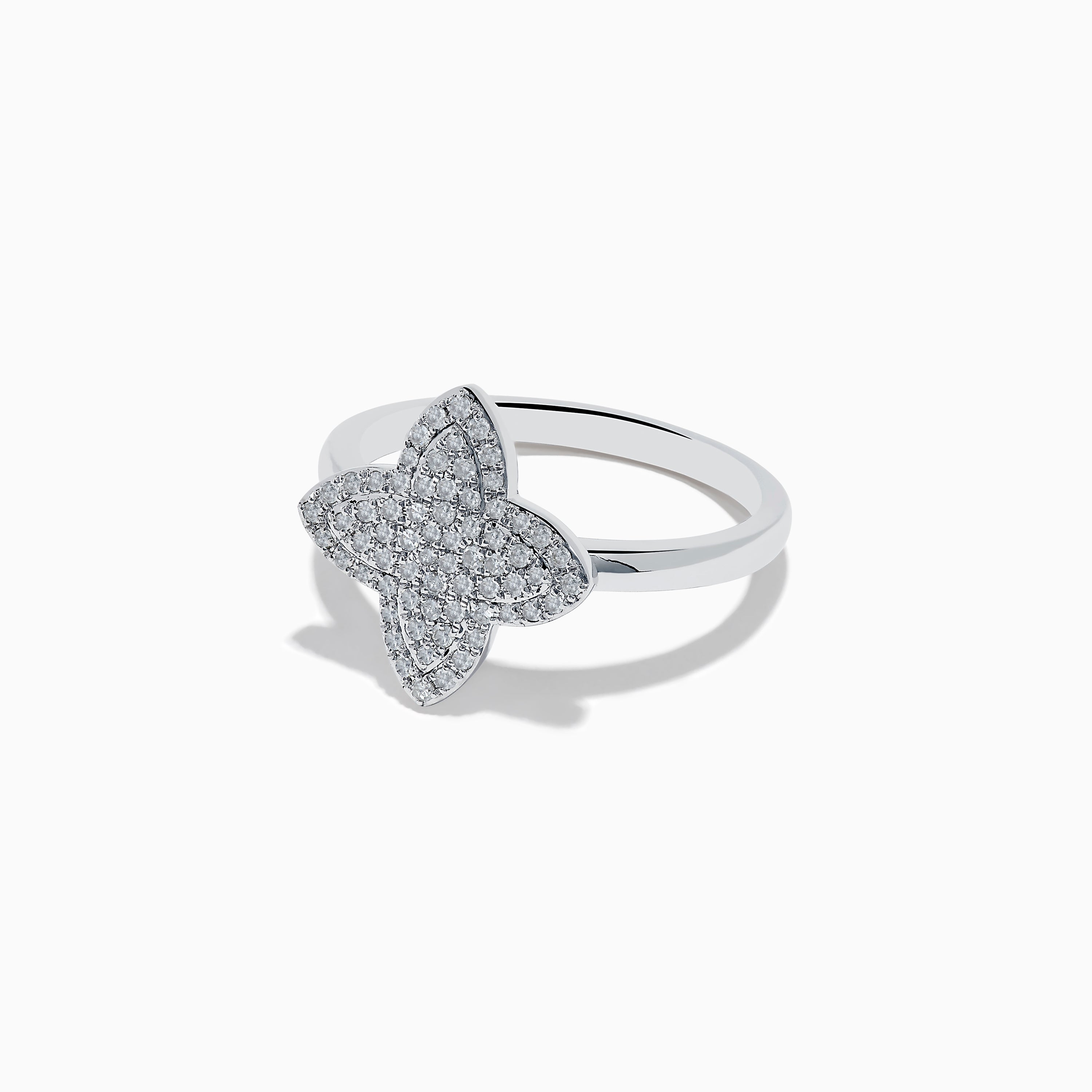 Novelty 14K White Gold Diamond Clover Ring – effyjewelry.com