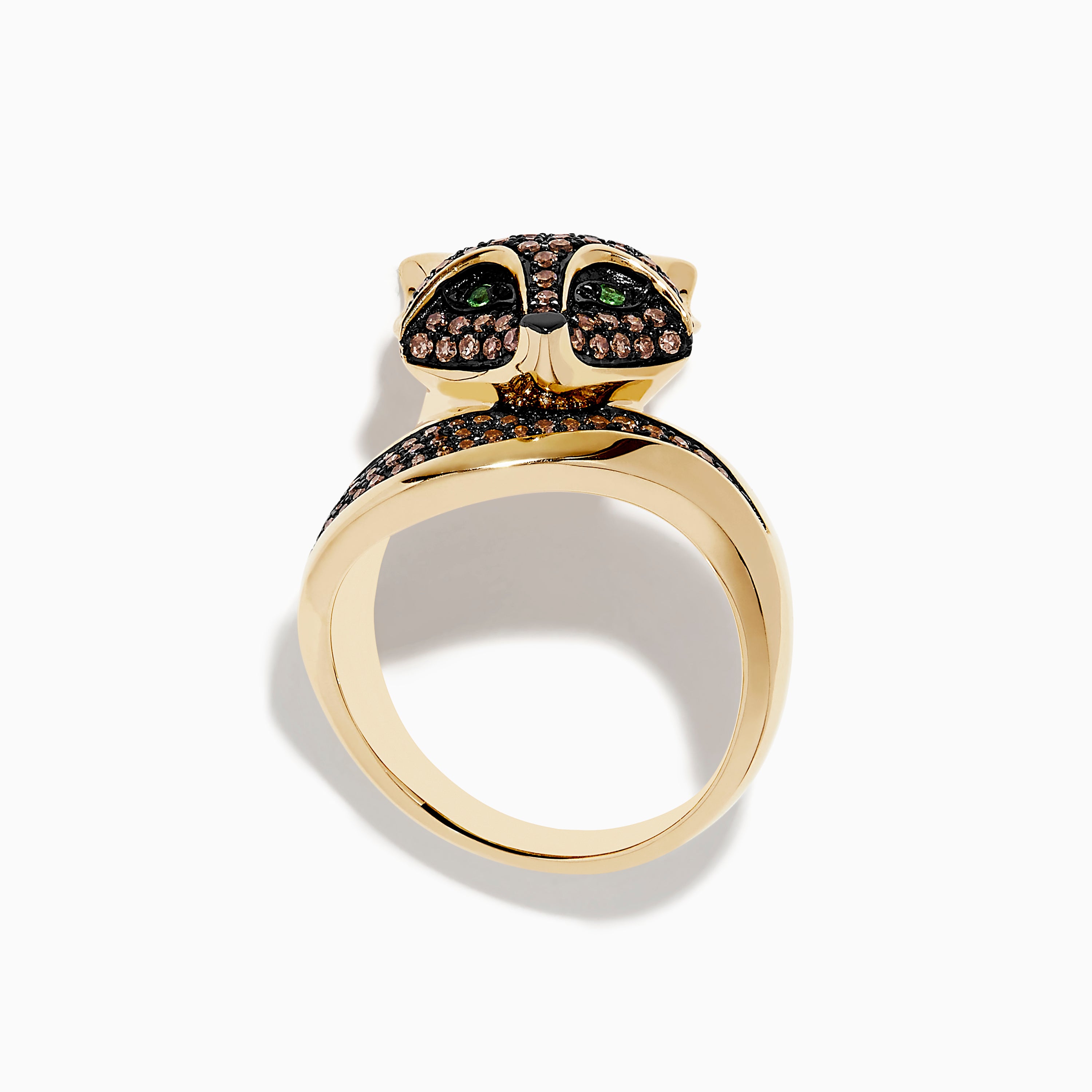 Safari 14K Yellow Gold Brown Diamond and Tsavorite Fox Ring ...