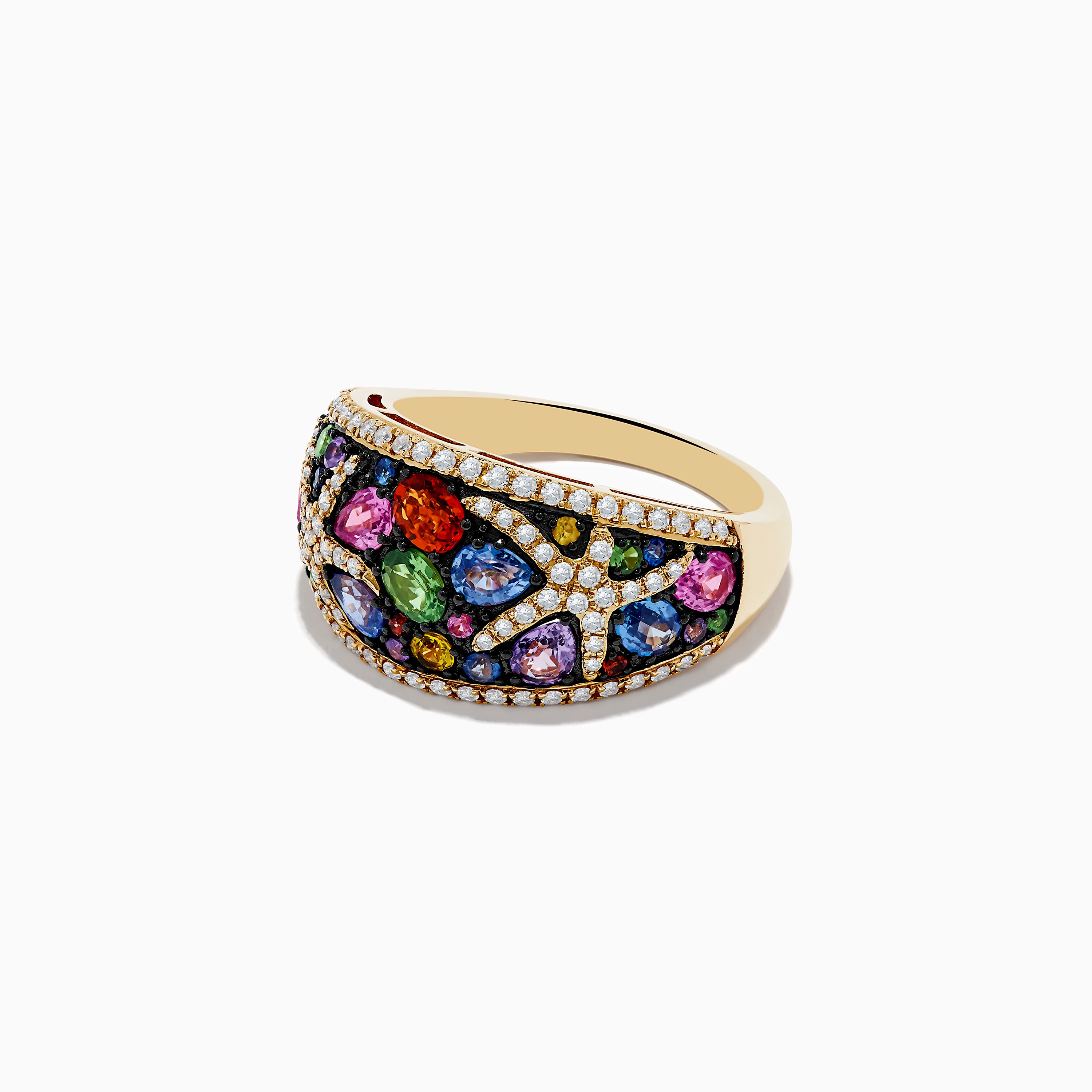 Watercolors 14K Yellow Gold Multi Sapphire and Diamond Starfish Ring ...