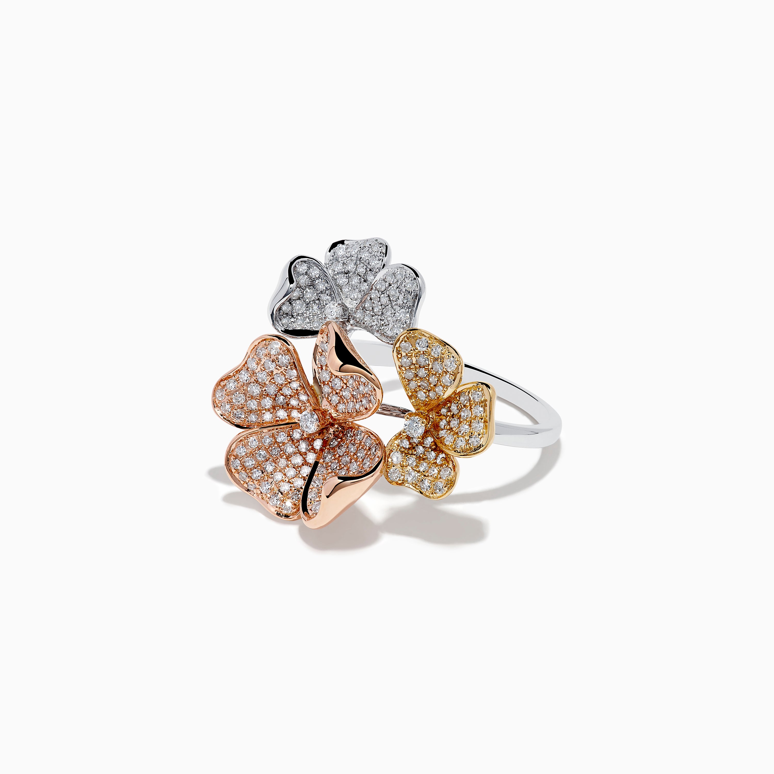 14K Trio Flower Diamond Ring 0.82 TCW – effyjewelry.com