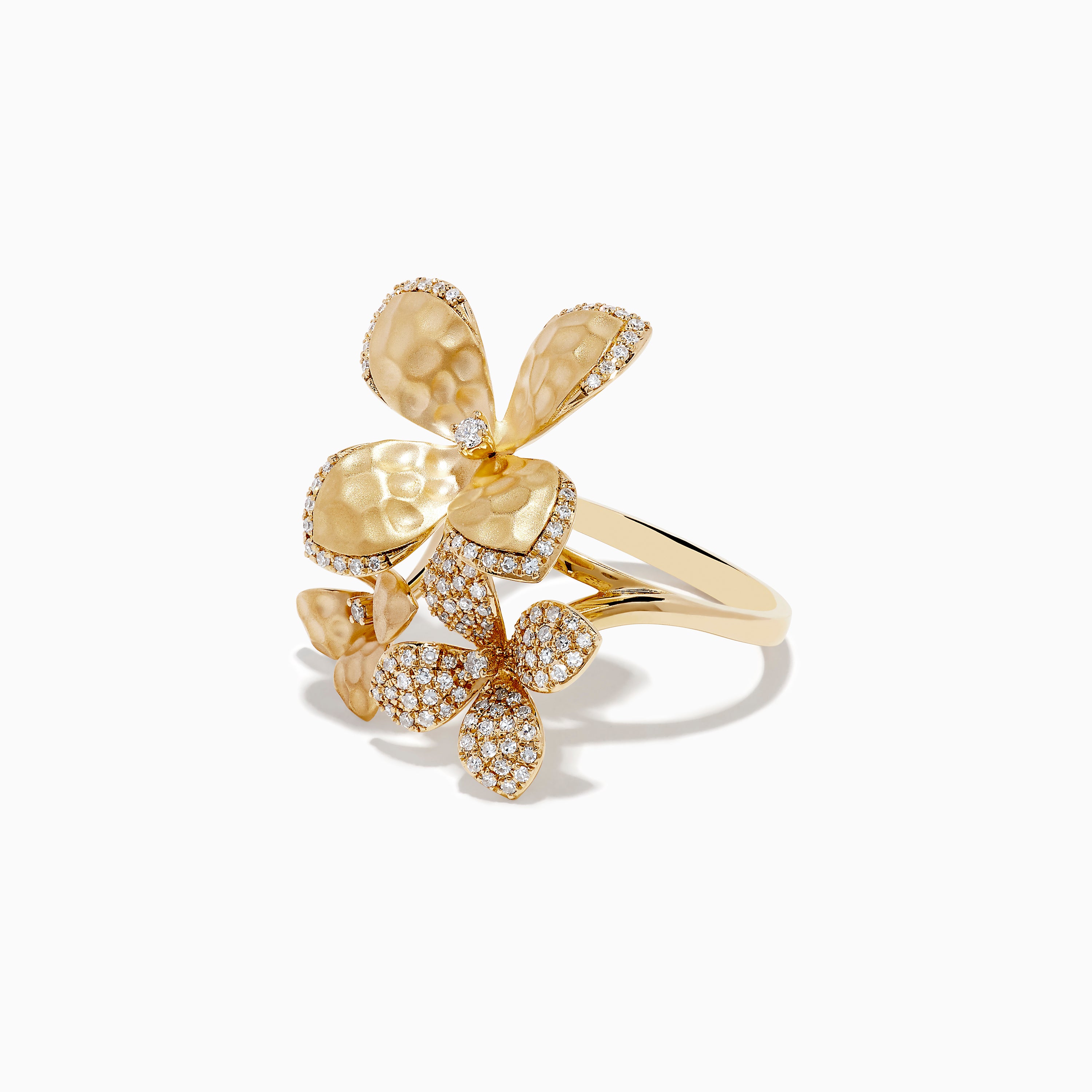 D'Oro 14K Yellow Gold Diamond Flower Ring – effyjewelry.com