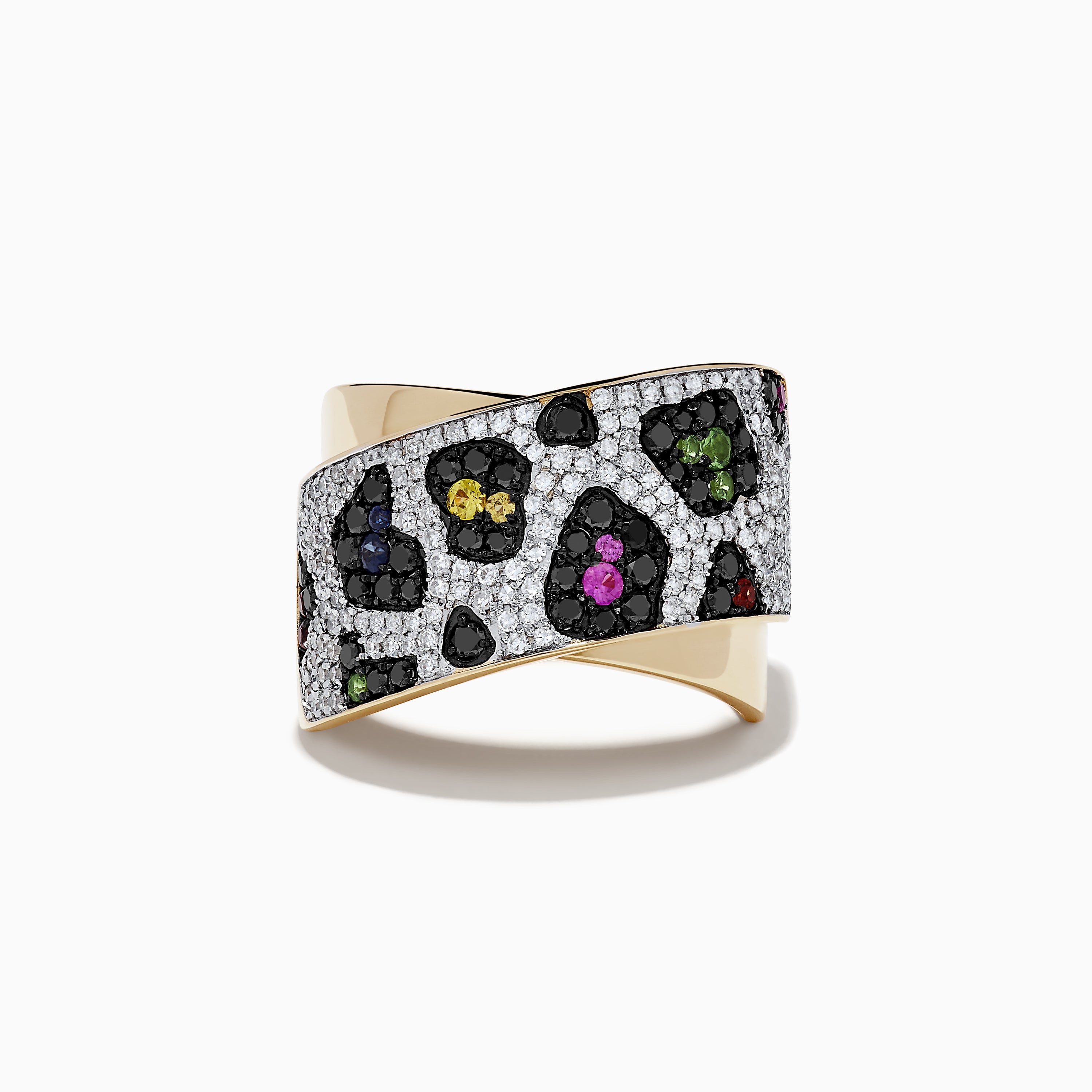 Signature 14K Yellow Gold Multi Sapphire, Black and White Diamond Anim ...