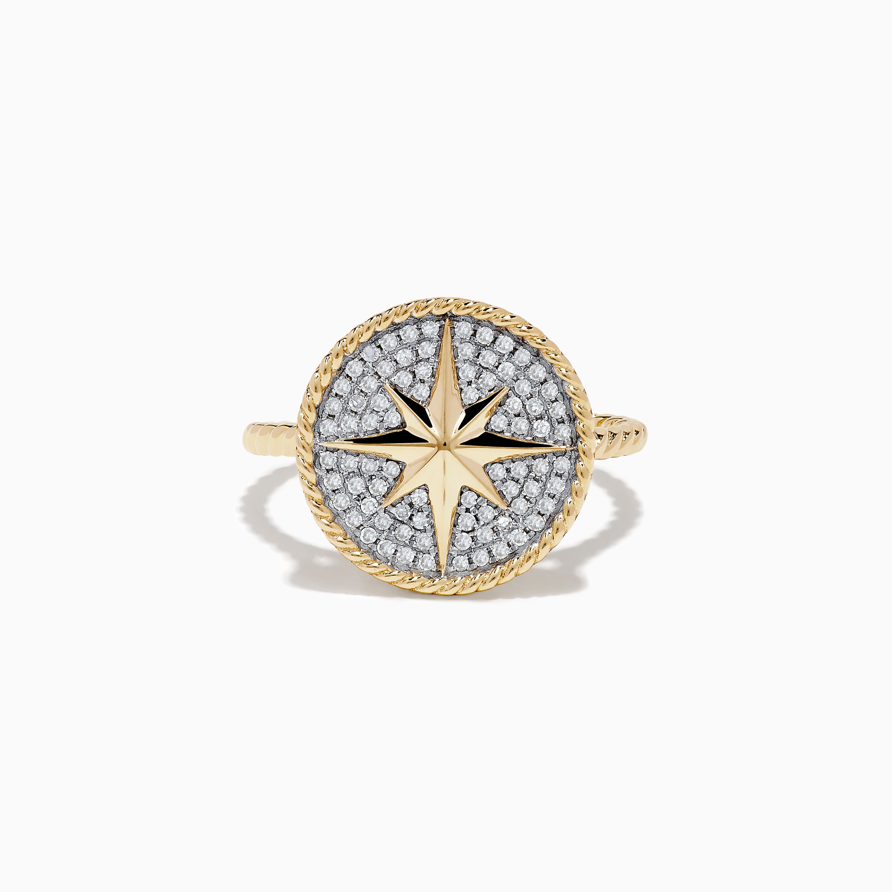 Novelty 14 Karat Yellow Gold Diamond Compass Ring – effyjewelry.com