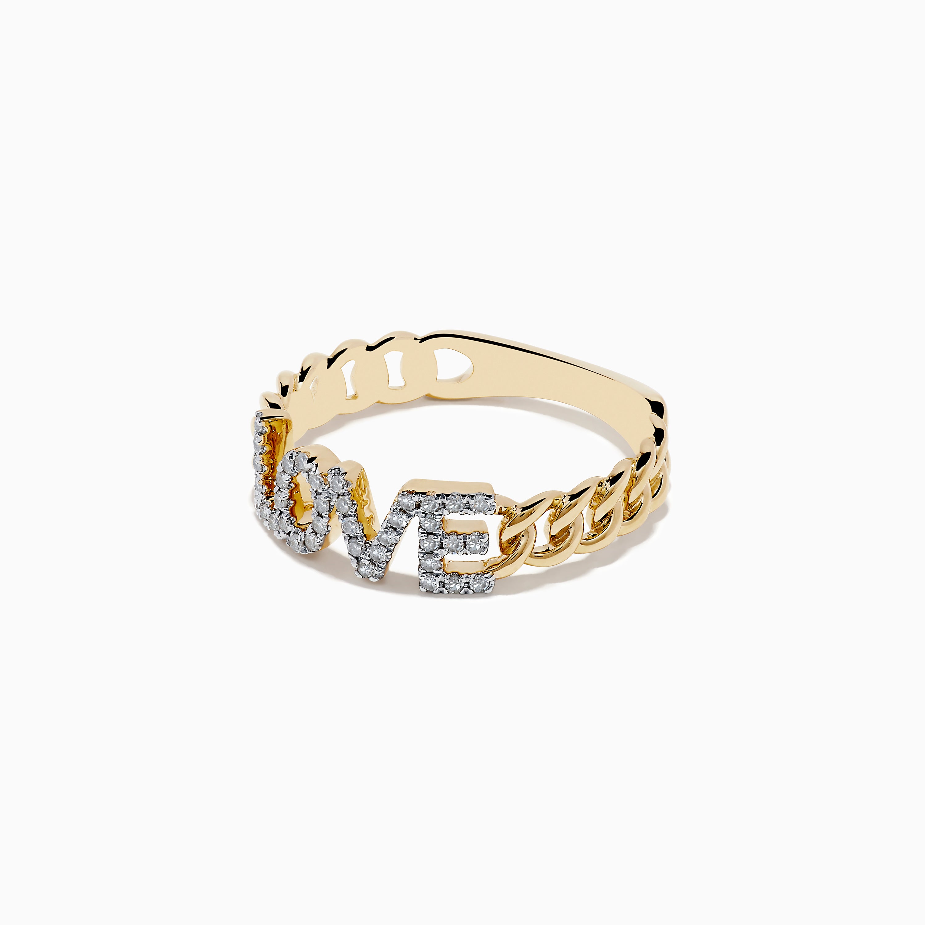 D'Oro 14K Yellow Gold Diamond "LOVE" Chain Link Ring – effyjewelry.com