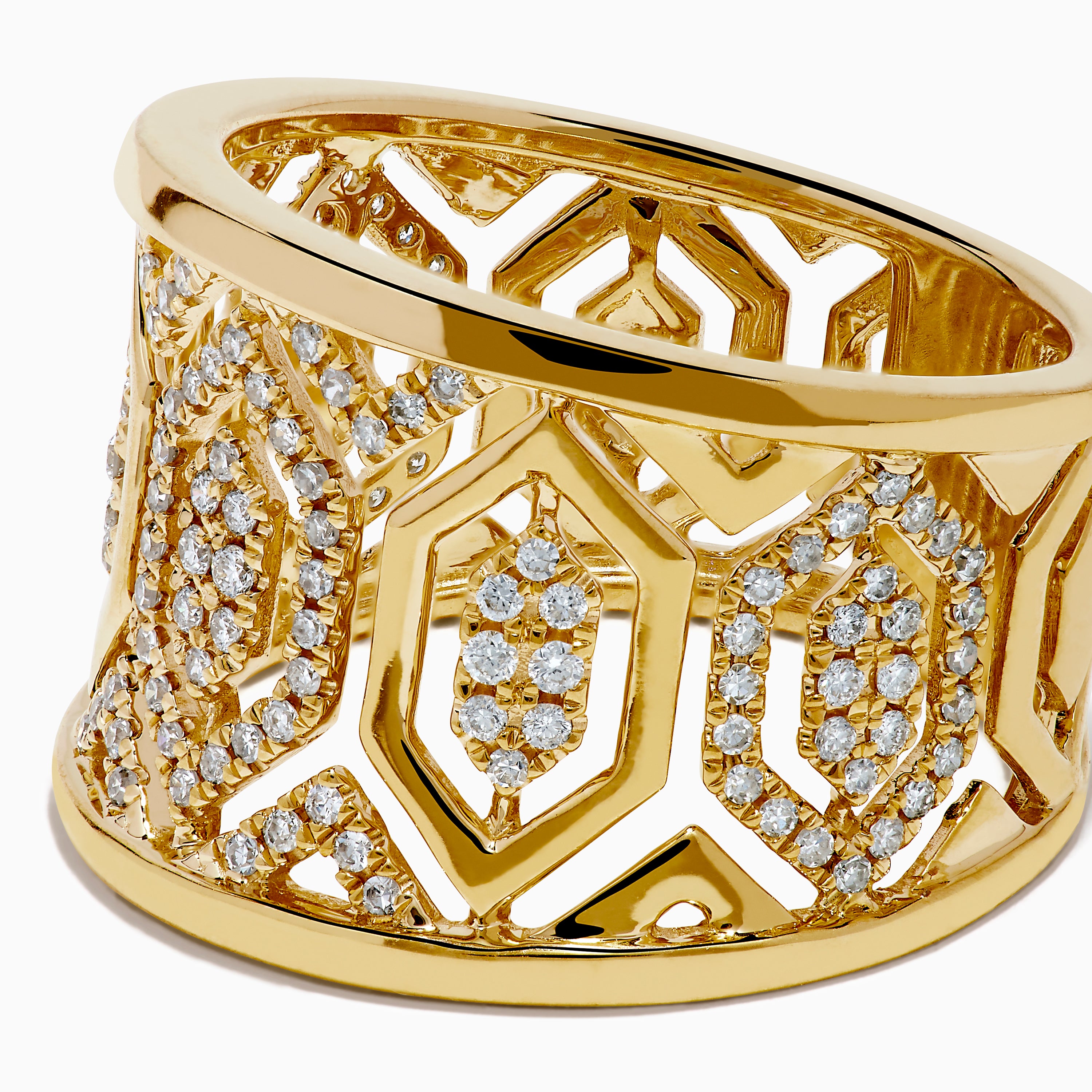 D'Oro 14K Yellow Gold Geometric Diamond Ring – effyjewelry.com