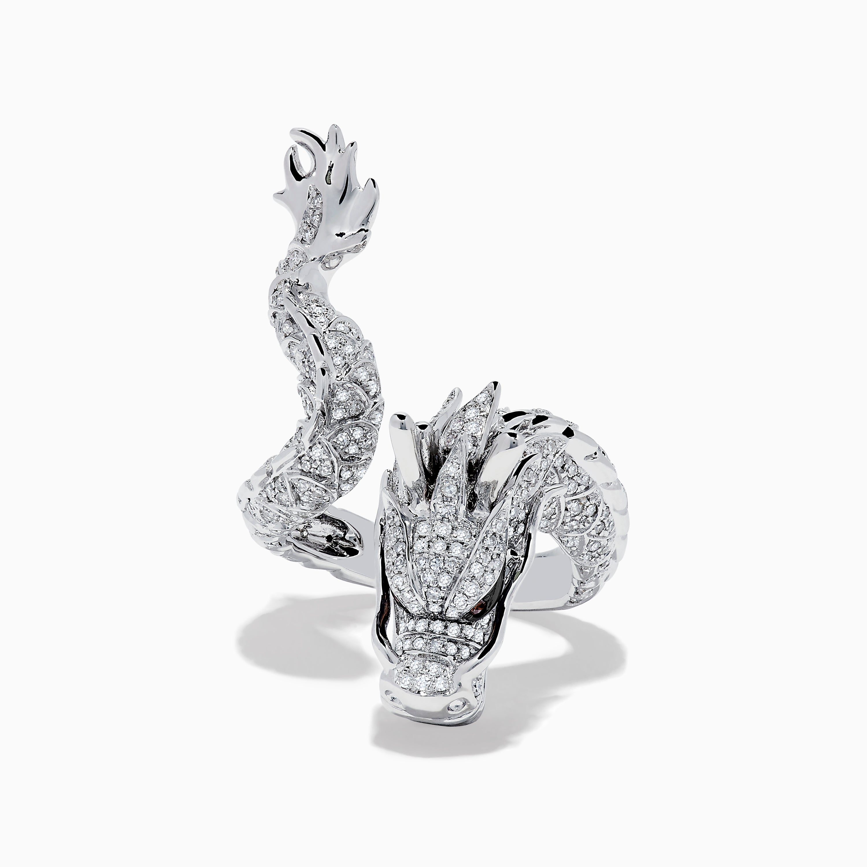Safari 14K White Gold Espresso and White Diamond Dragon Ring ...