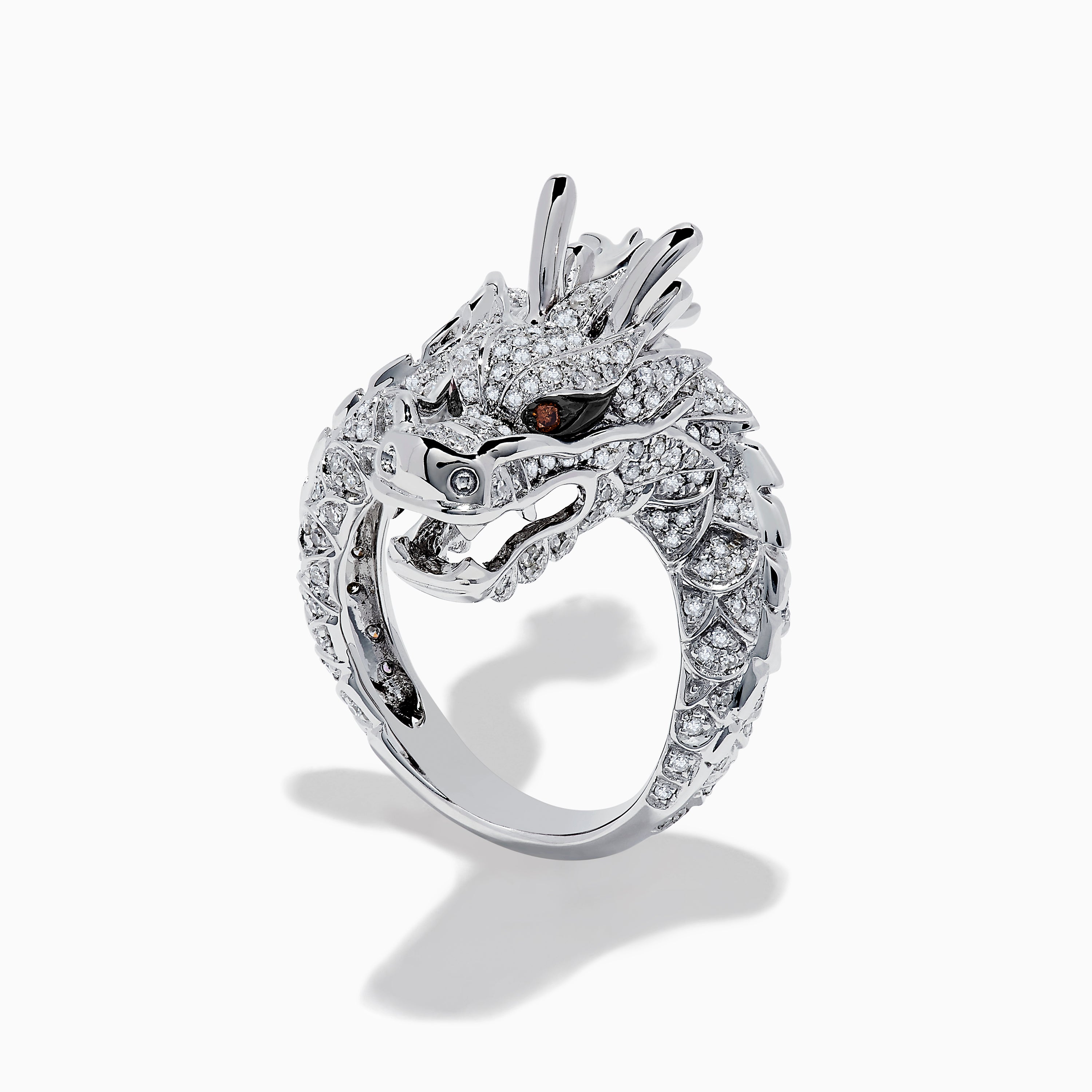 Safari 14K White Gold Espresso and White Diamond Dragon Ring ...