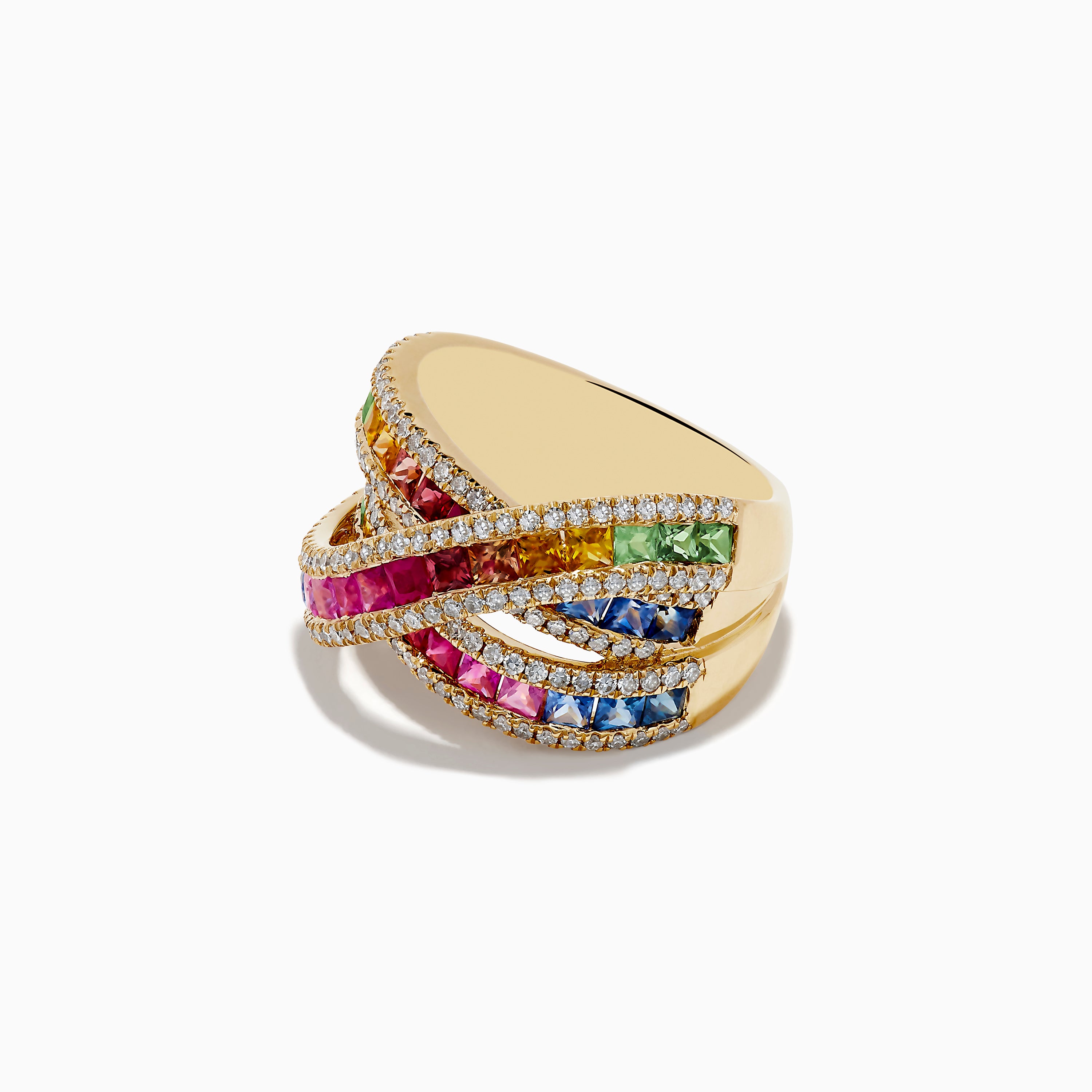 Watercolors 14K Yellow Gold Multi Sapphire and Diamond Ring ...