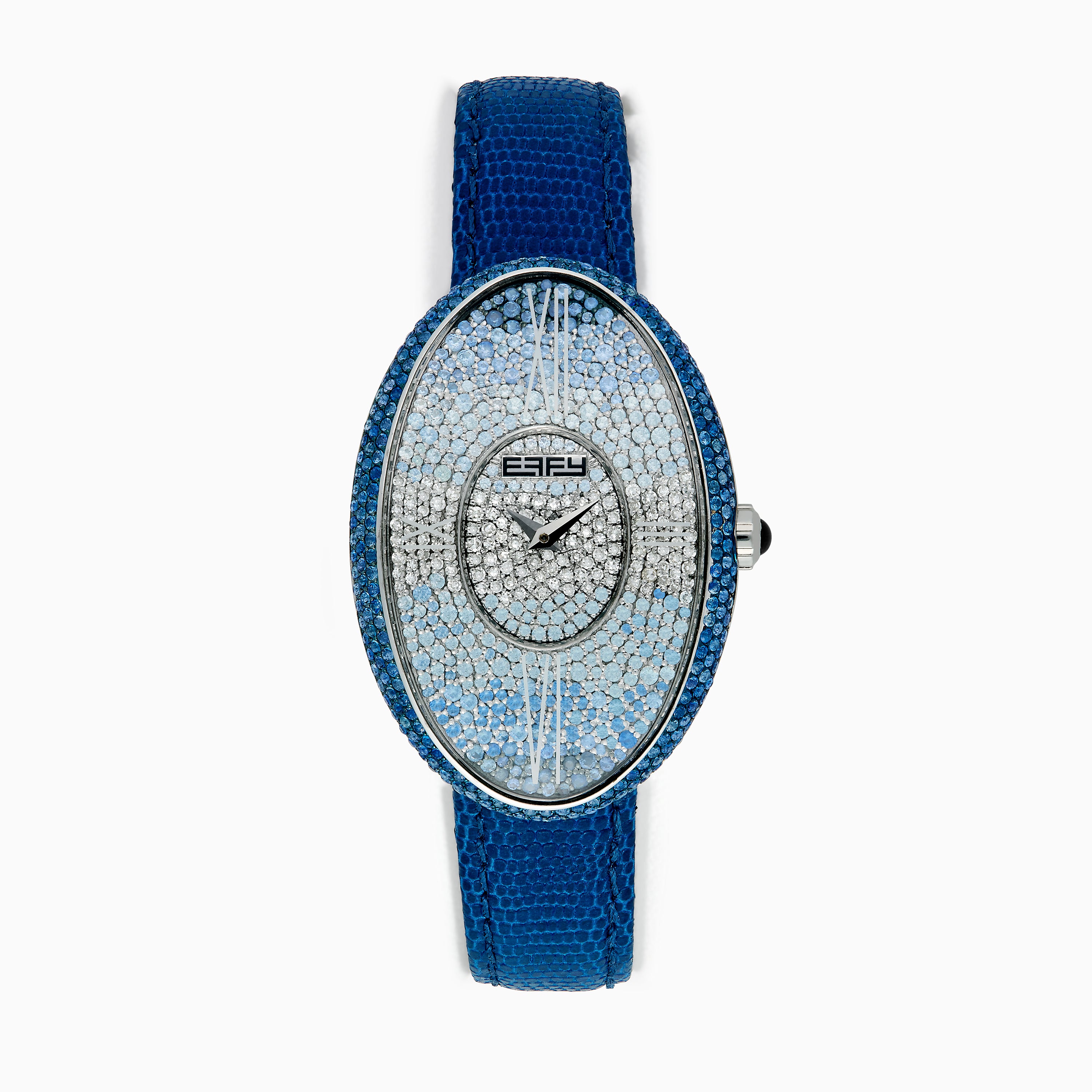 28MM Swiss Made Stainless Steel Cocktail Watch with Blue Sapphire and ...