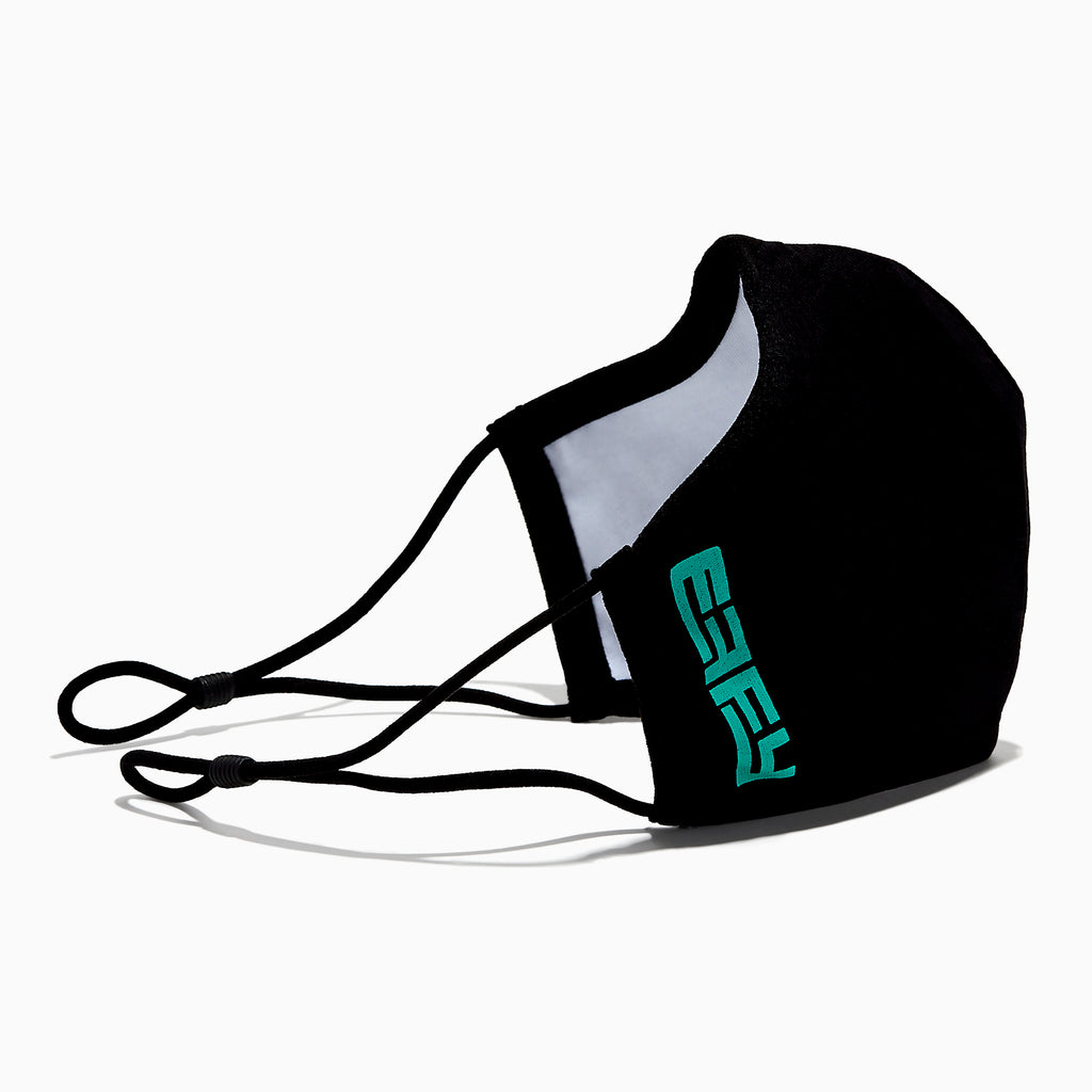 Effy Knitted Face Mask Adult Black With Teal Logo