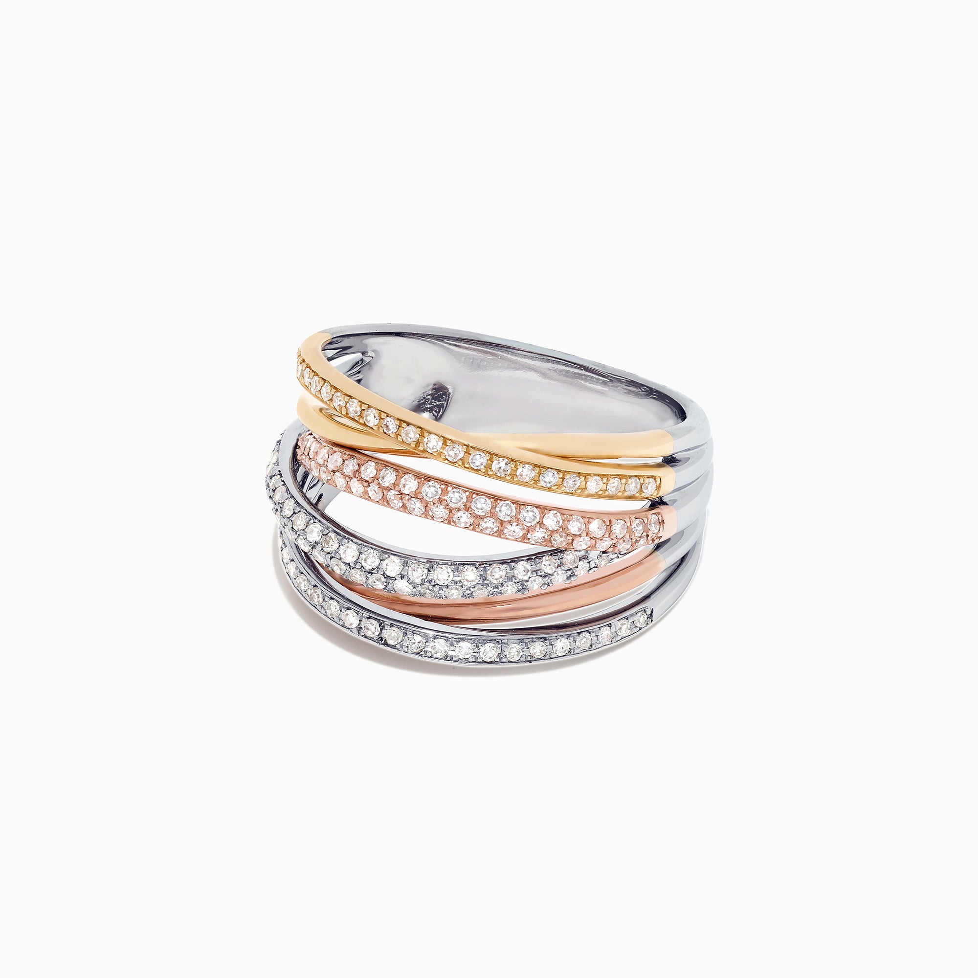 Trio 14K Tri-Color Gold Pave Diamond Crossover Ring, 0.54 TCW ...