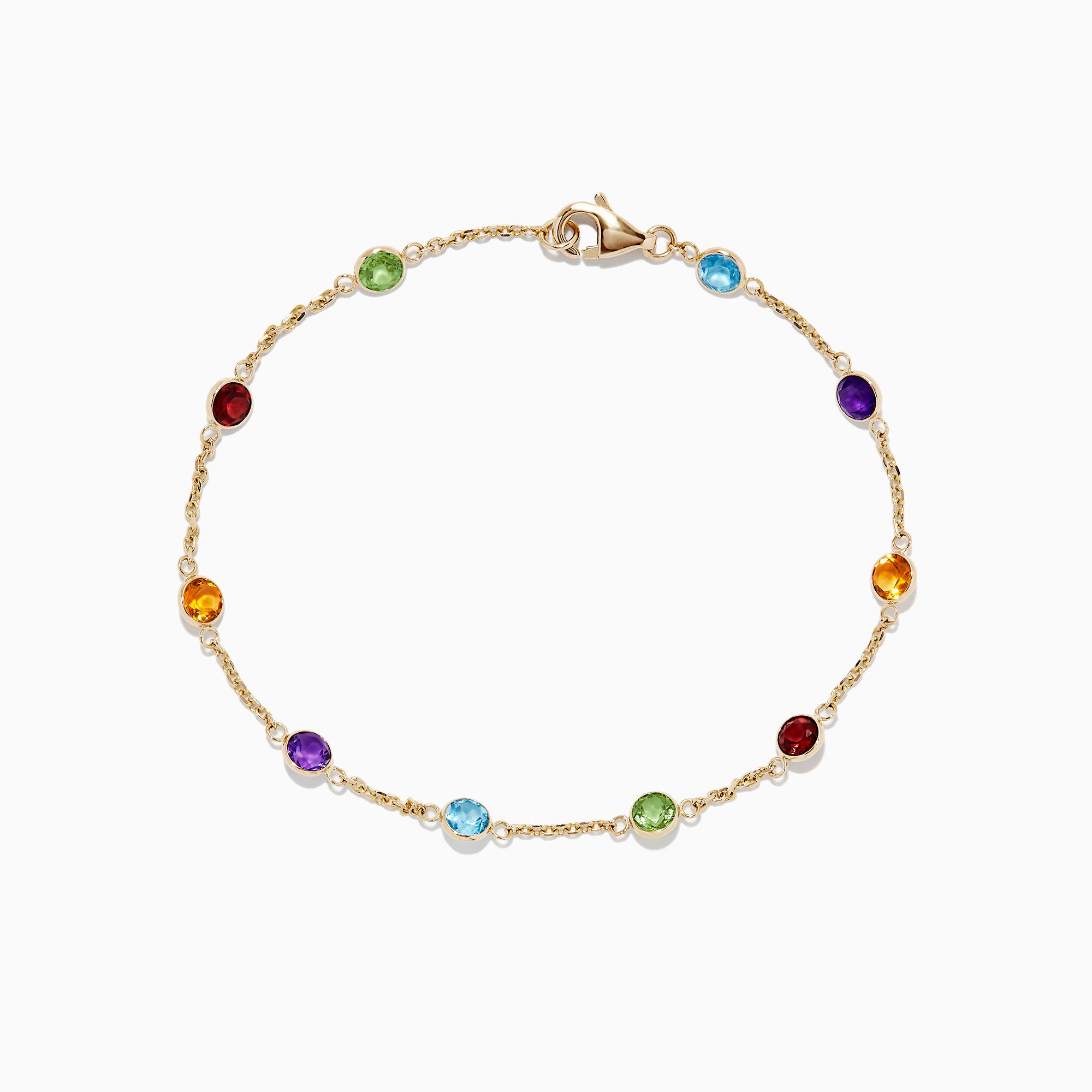 Mosaic 14K Yellow Gold Multi Gemstone Station Bracelet, 2.47 TCW ...