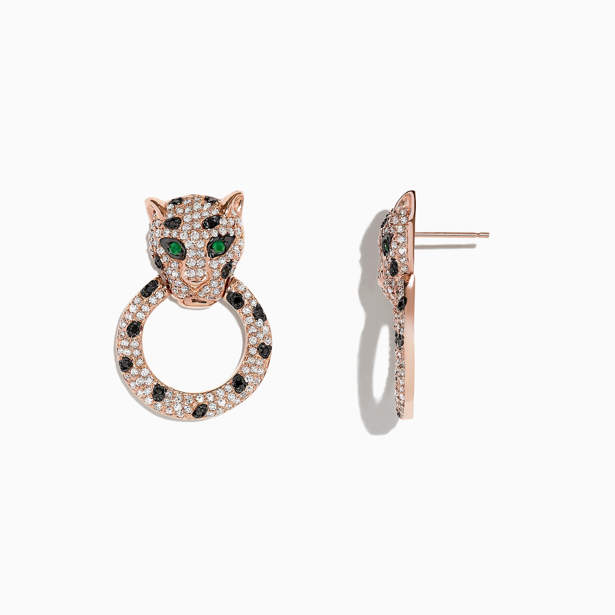 Signature 14K Rose Gold Diamond and Emerald Earrings, 1.57 TCW ...