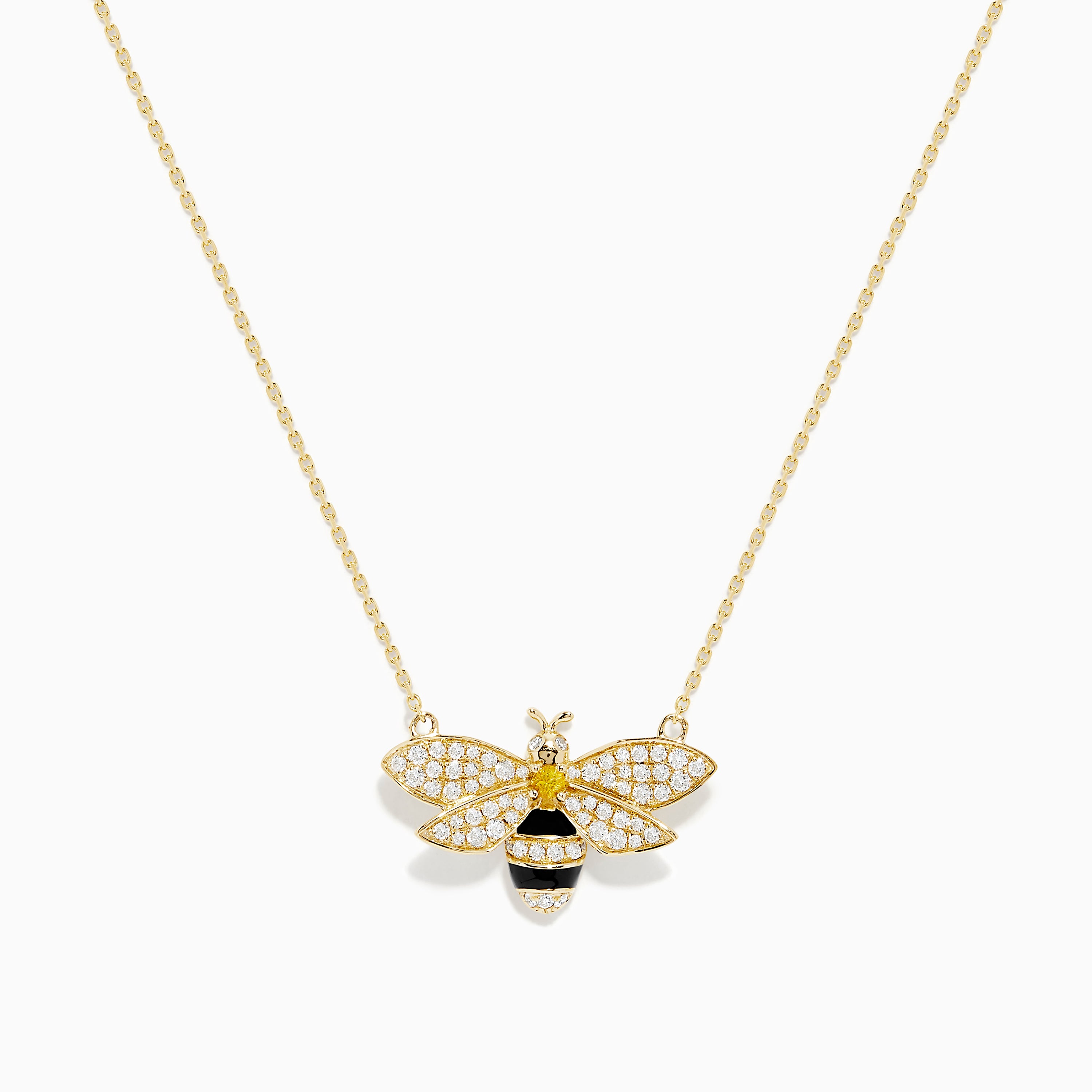 Nature 14K Yellow Gold Diamond and Yellow Sapphire Bee Necklace ...