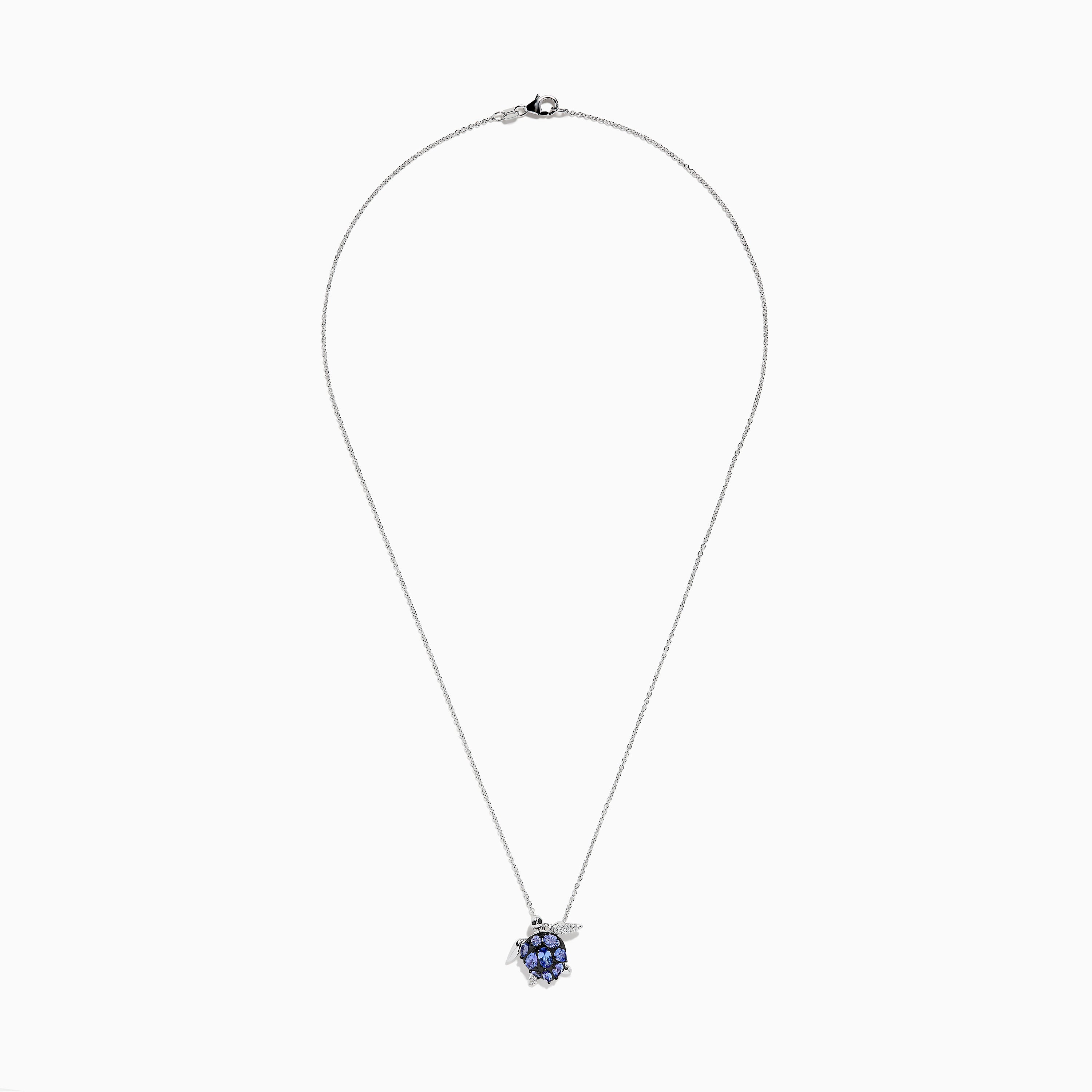 Seaside 925 Sterling Silver Multi Diamond and Tanzanite Turtle Pendant ...