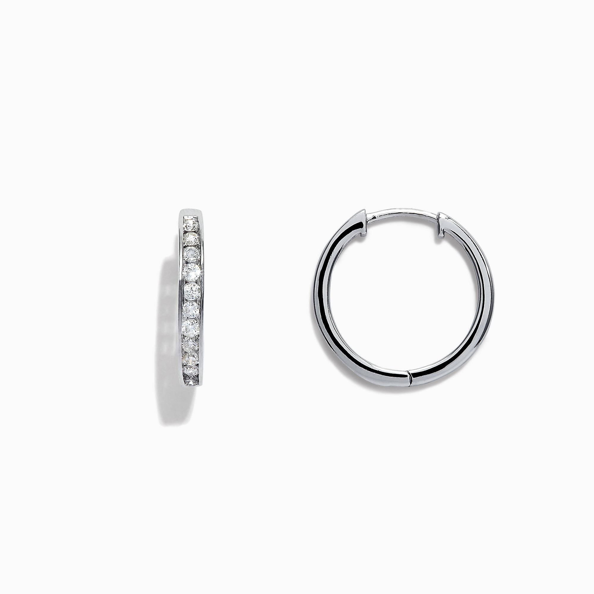 Pave Classica 14K White Gold Channel-Set Diamond Hoop Earrings, 0.48 T ...