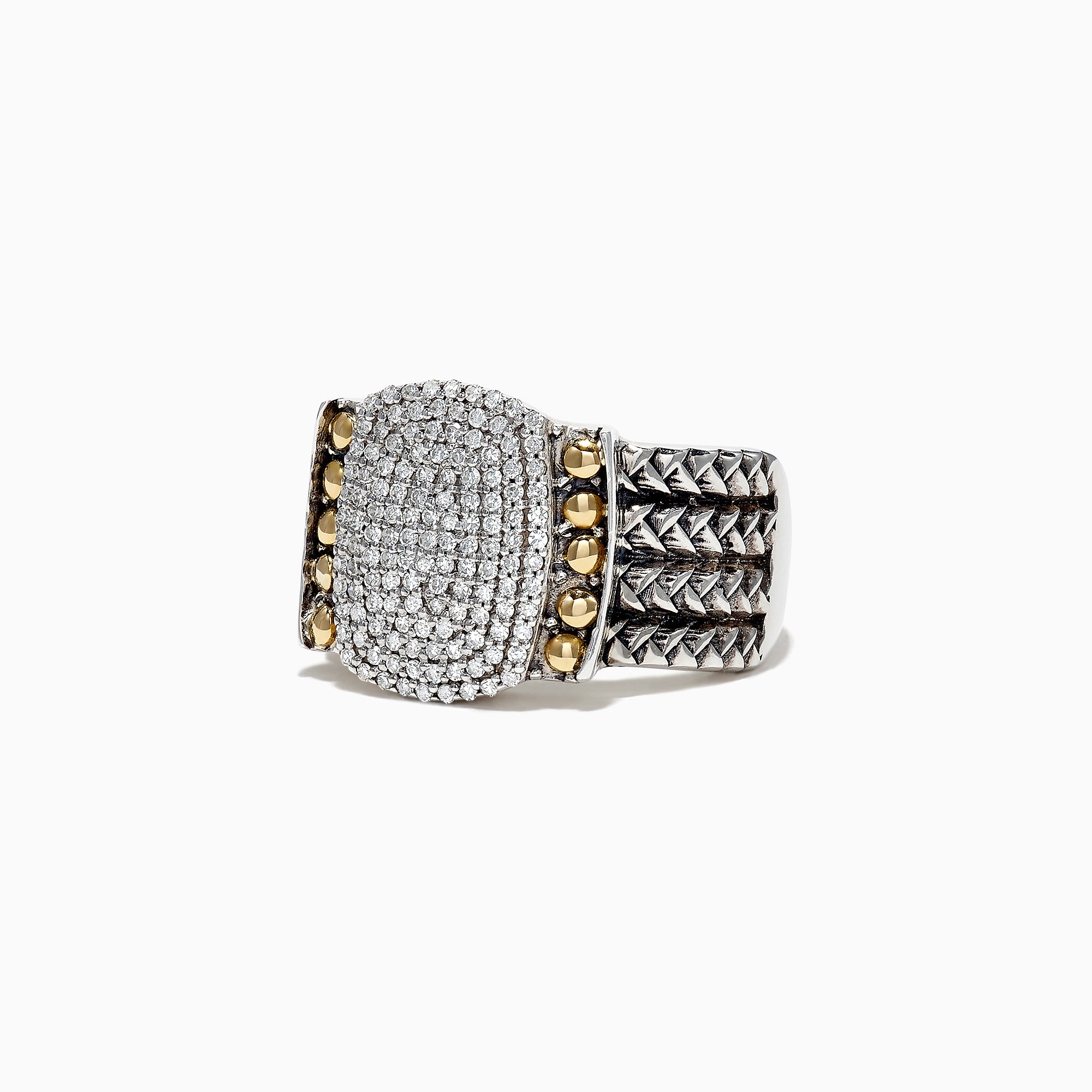 925 Sterling Silver and 18K Yellow Gold Diamond Ring, 0.39 TCW ...