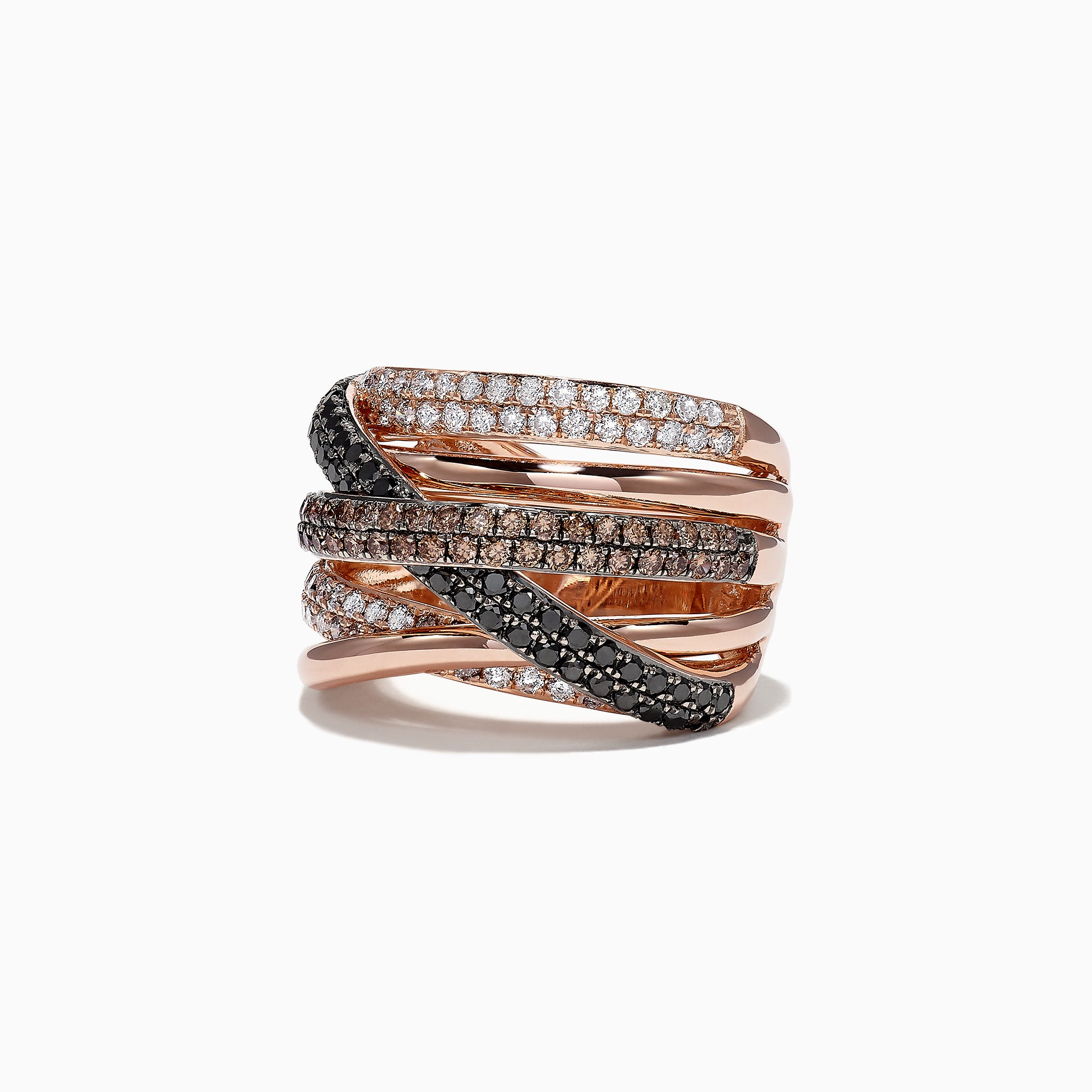 14K Rose Gold Black, Brown and White Diamond Ring, 1.47 TCW ...