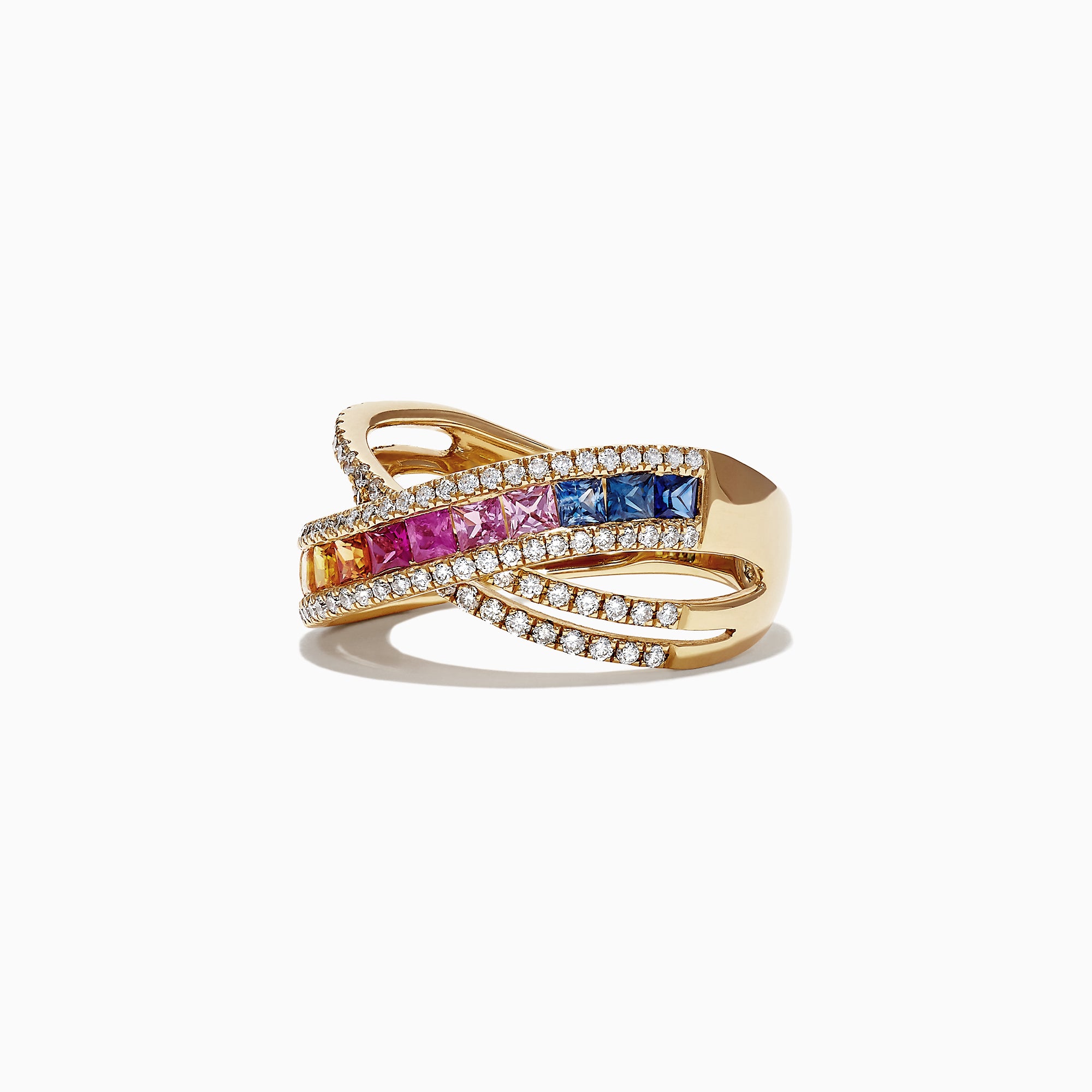 Watercolors 14K Yellow Gold Multi Sapphire and Diamond Ring, 2.05 TCW ...