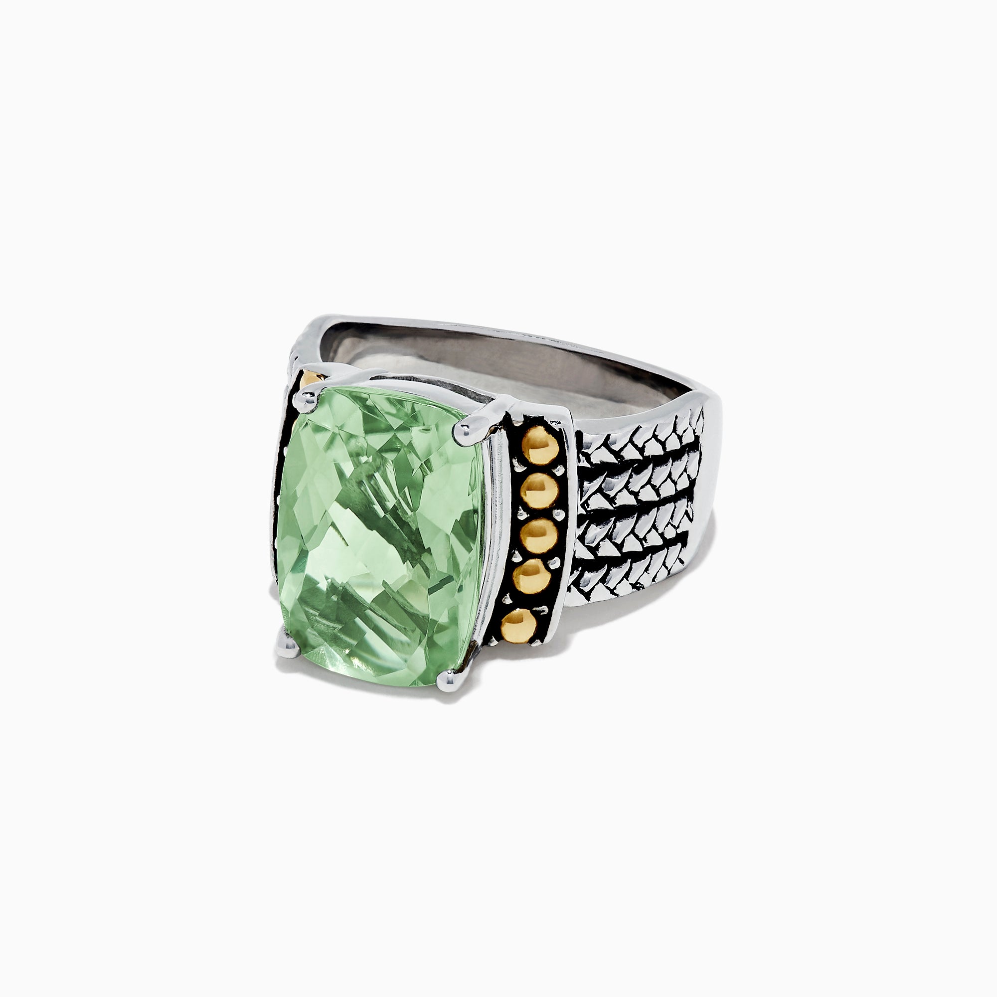 925 Sterling Silver & 18K Yellow Gold Green Amethyst Ring, 5.75 TCW ...