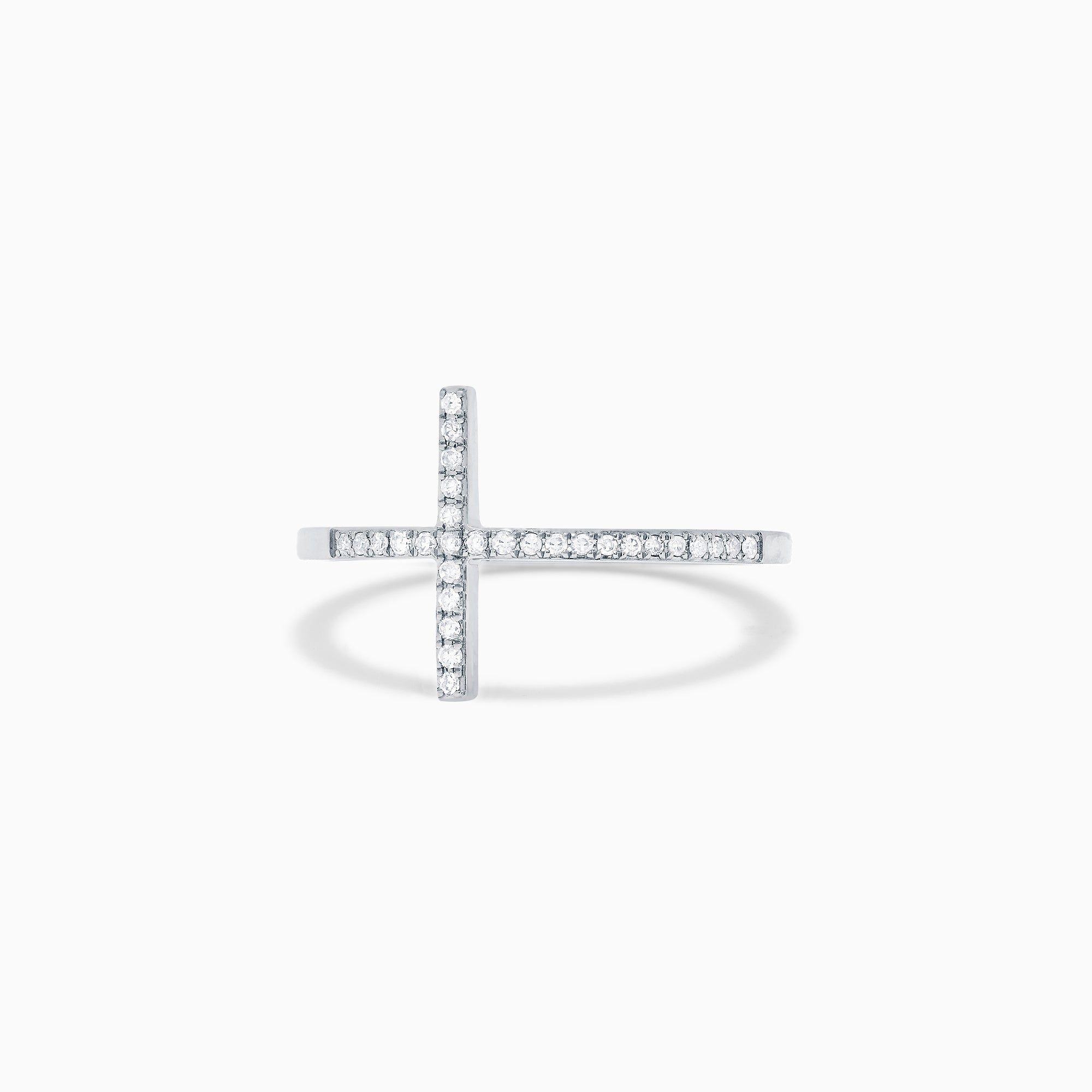 Novelty 14K White Gold Diamond Cross Ring, 0.10 TCW – effyjewelry.com