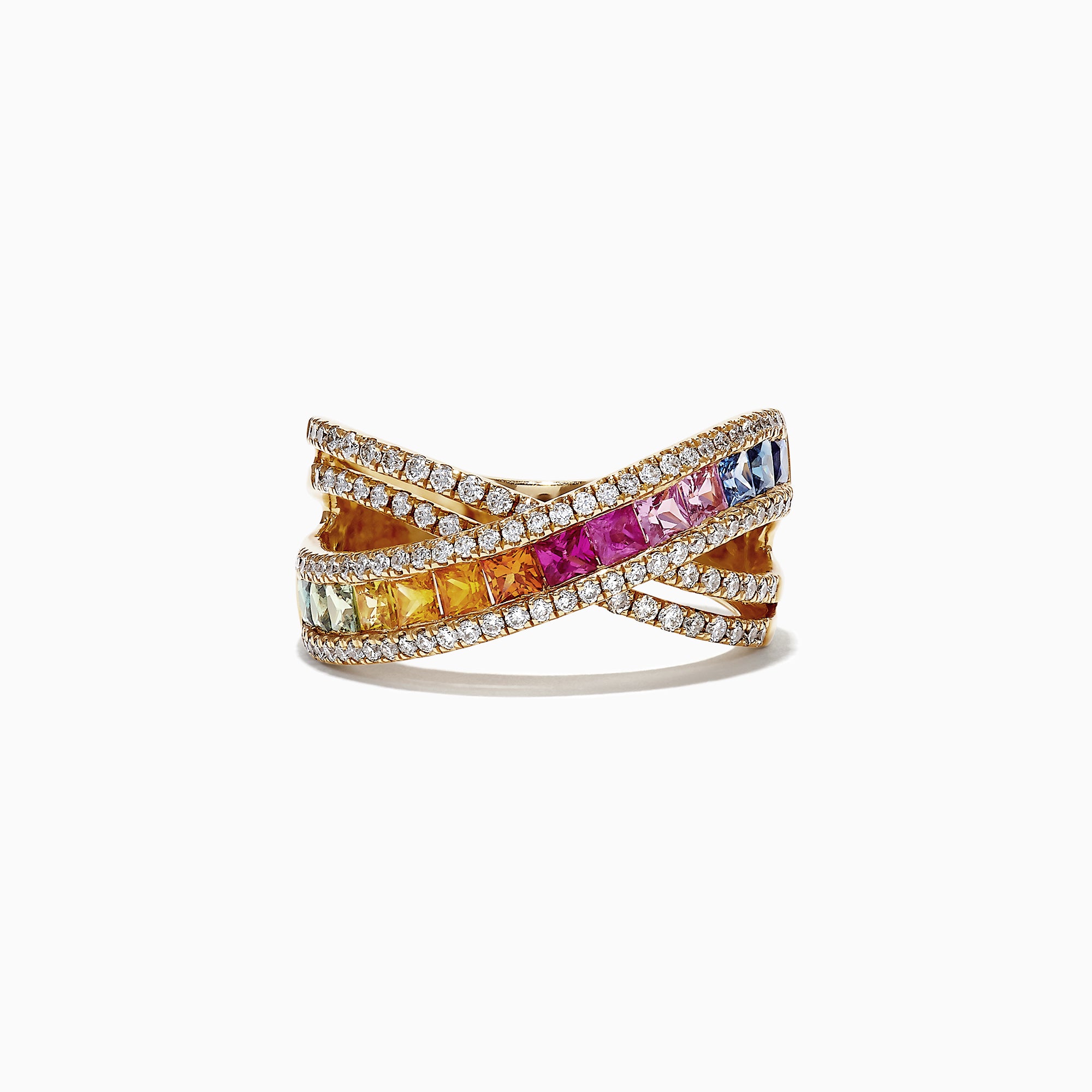 Watercolors 14K Yellow Gold Multi Sapphire and Diamond Ring, 2.05 TCW ...