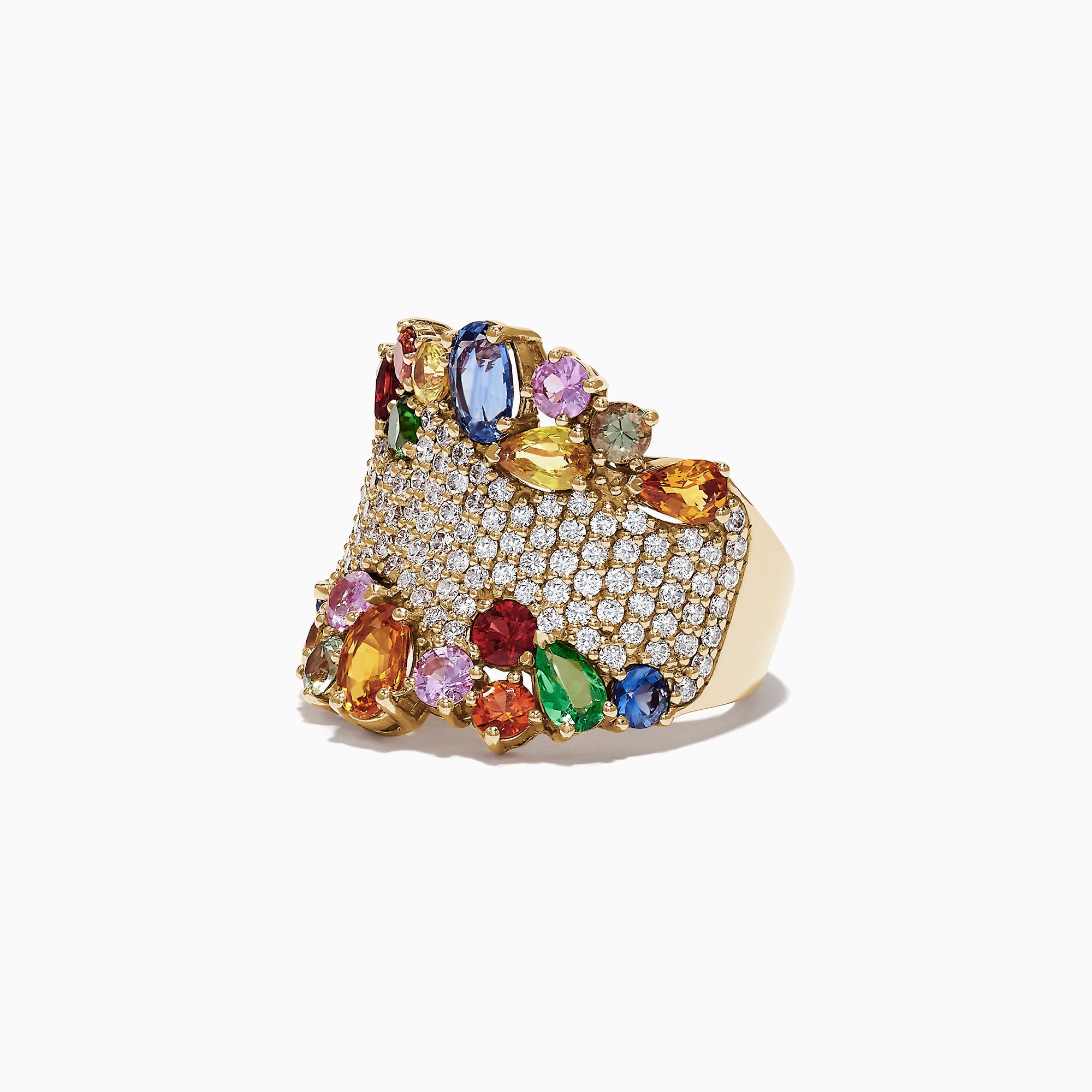 Watercolors 14K Yellow Gold Multi Sapphire and Diamond Ring, 5.59 TCW ...