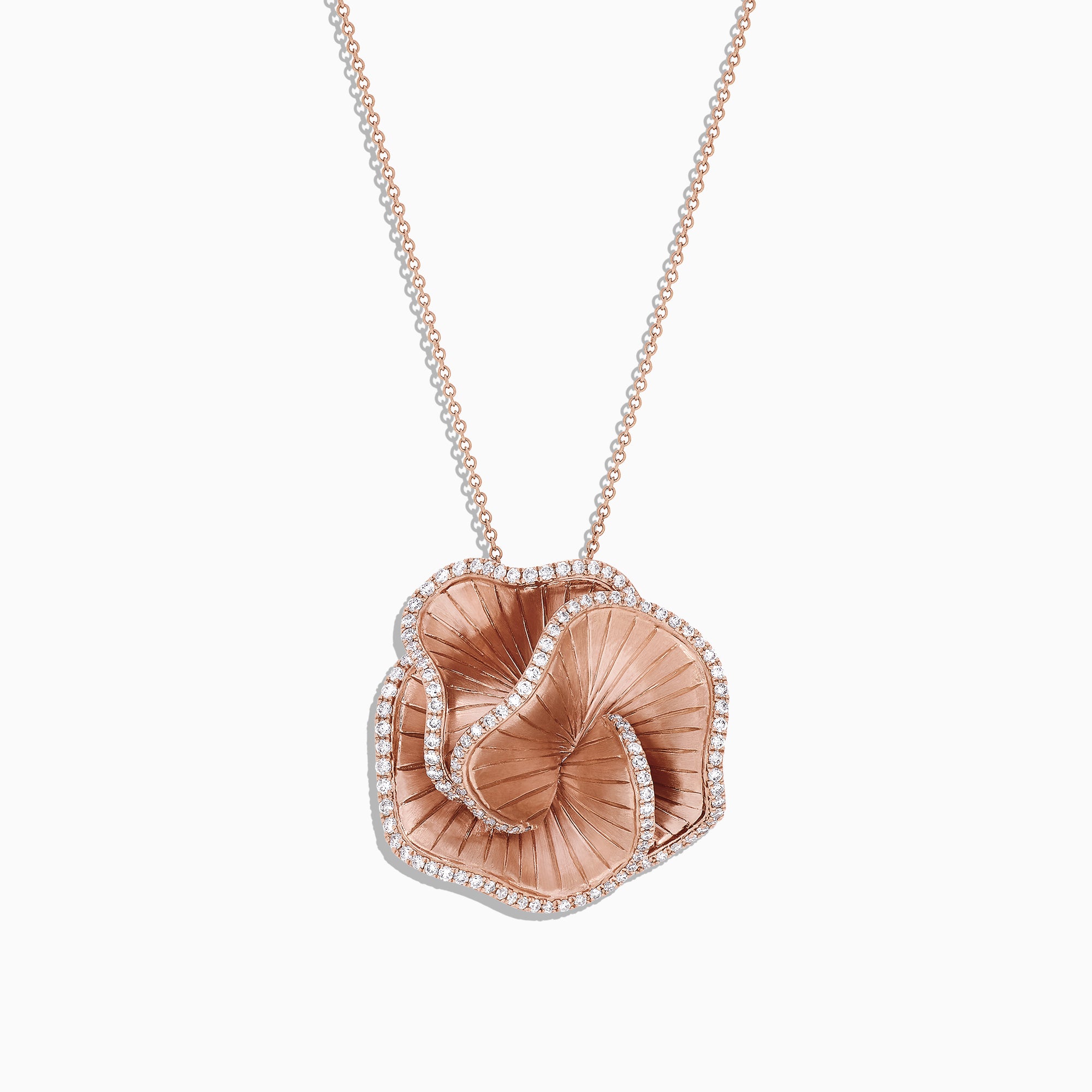 Pave Rose 14K Rose Gold Diamond Flower Pendant, 0.85 TCW – effyjewelry.com