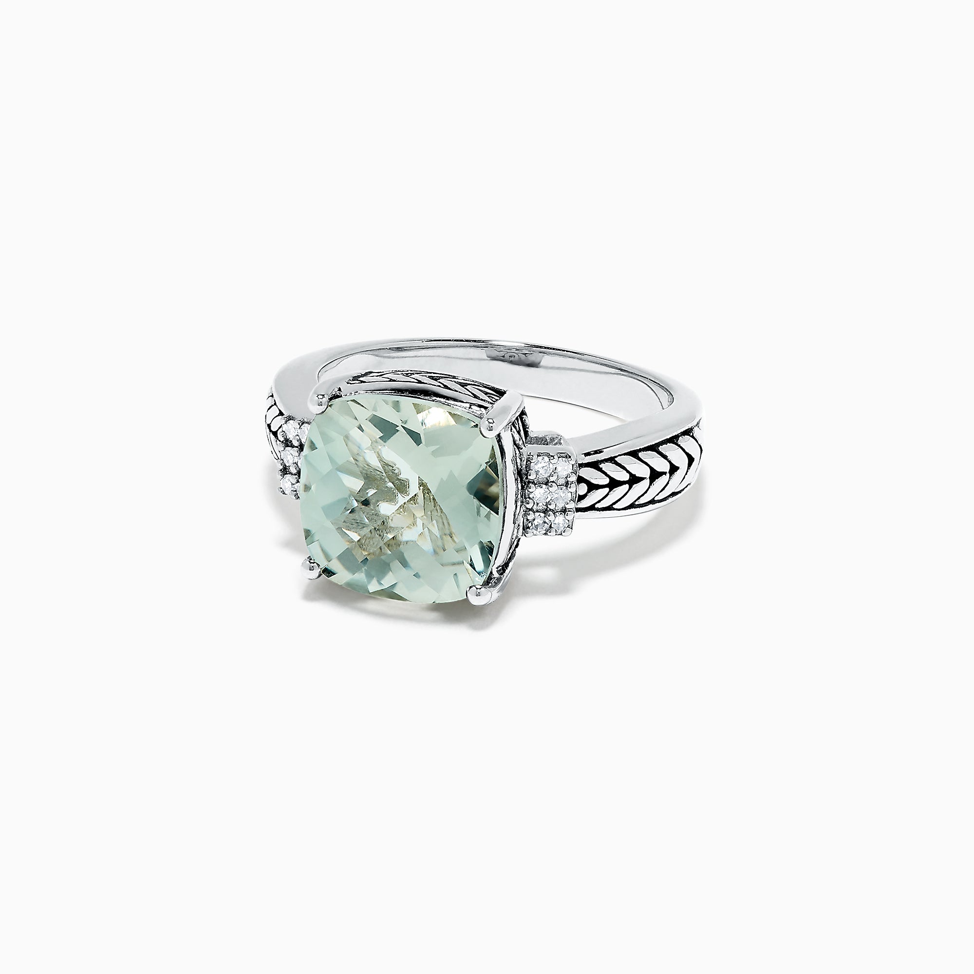 925 Sterling Silver Green Amethyst and Diamond Ring 4.06 TCW ...