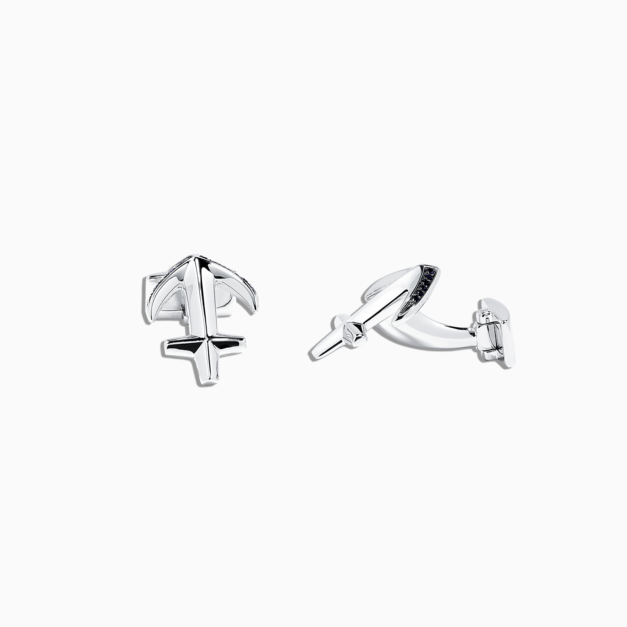 Men's Sterling Silver and Black Sapphire Anchor Cufflinks, 0.27 TCW ...