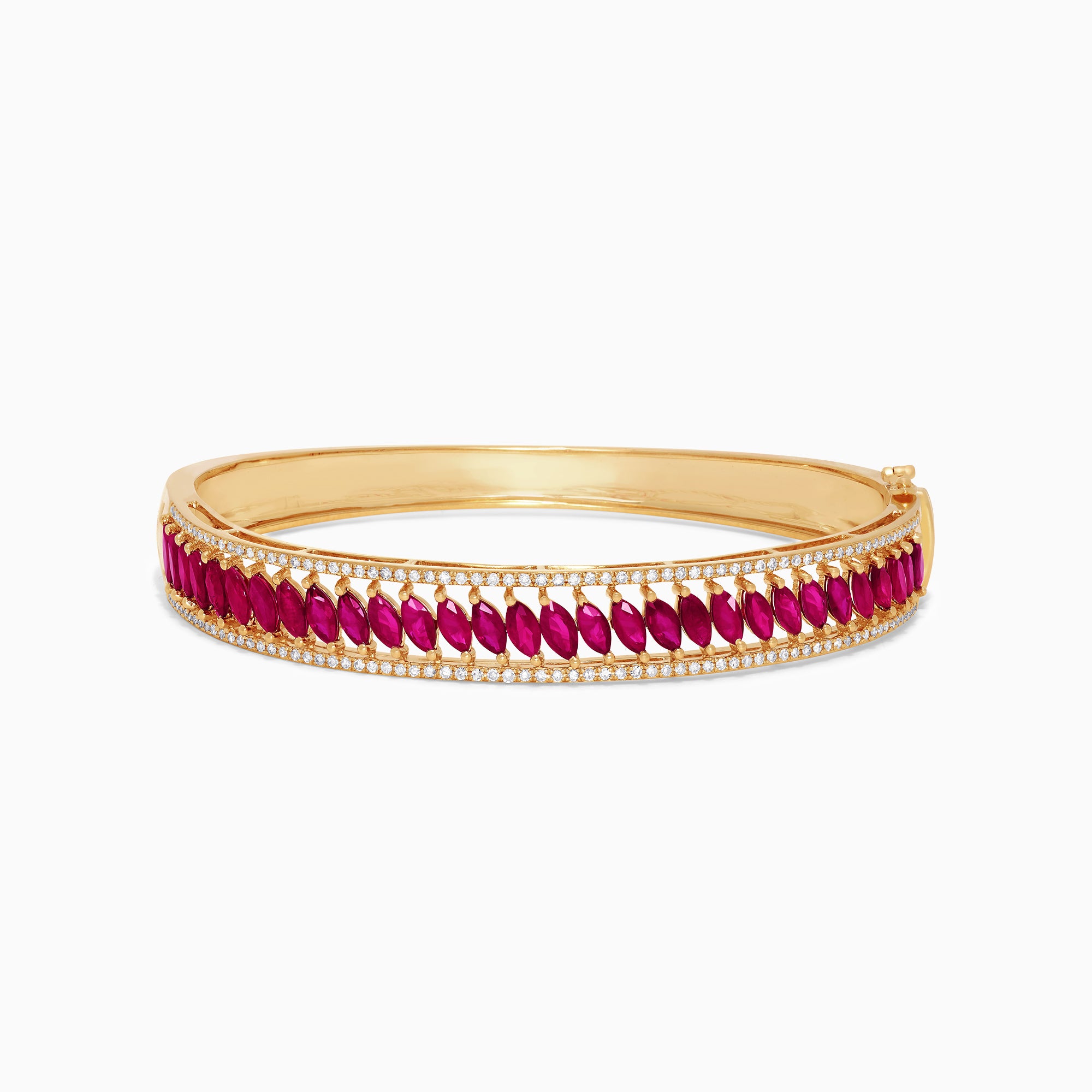Ruby Royale 14K Yellow Gold Marquise Cut Ruby and Diamond Bangle, 6.25 ...