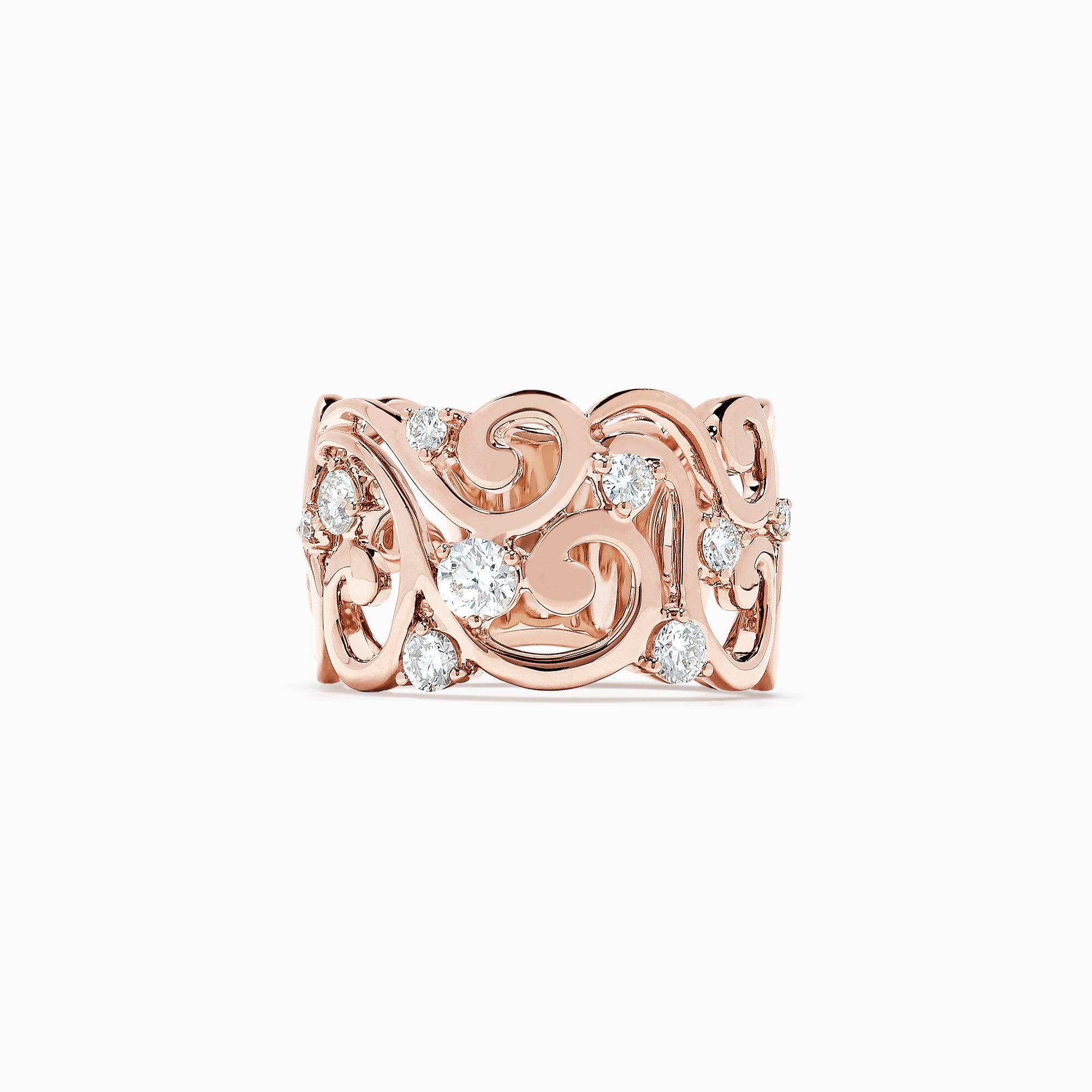 Pave Rose 14K Rose Gold Filigree Diamond Ring, 0.56 TCW – effyjewelry.com