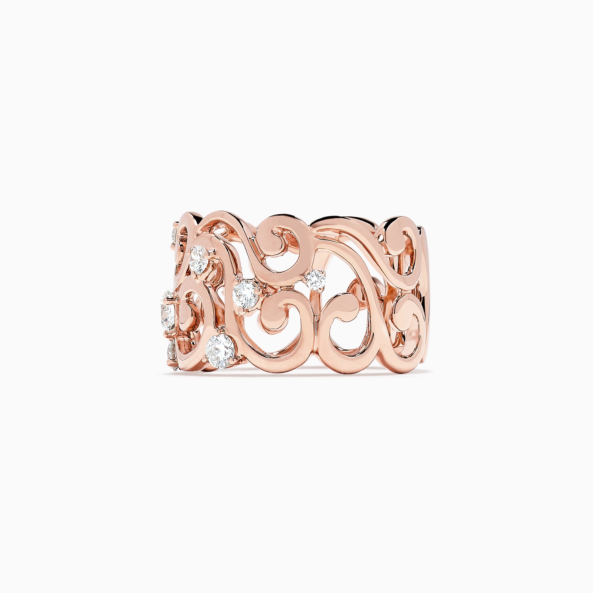 Pave Rose 14K Rose Gold Filigree Diamond Ring, 0.56 TCW – effyjewelry.com