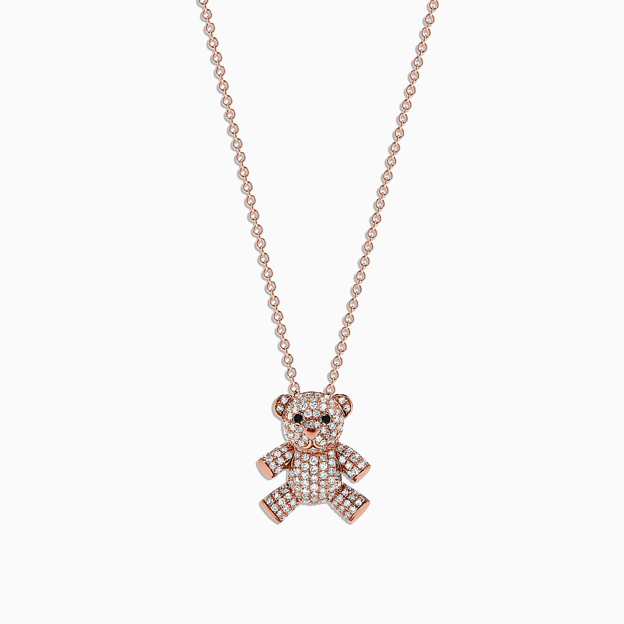 Novelty 14K Rose Gold Diamond Teddy Bear Pendant, 0.51 TCW ...