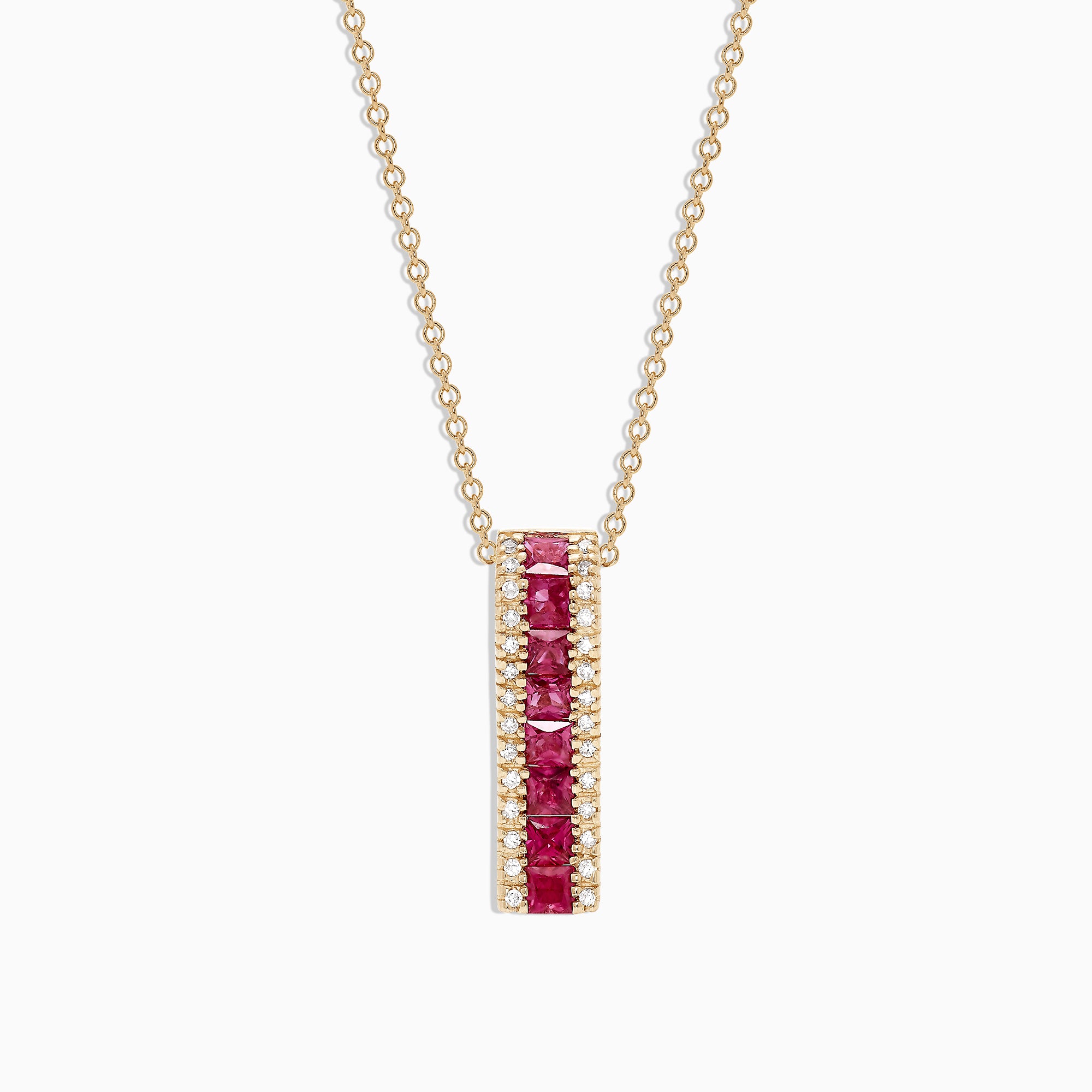 Ruby Royale 14K Yellow Gold Princess Cut Ruby Pendant, 1.17 TCW ...